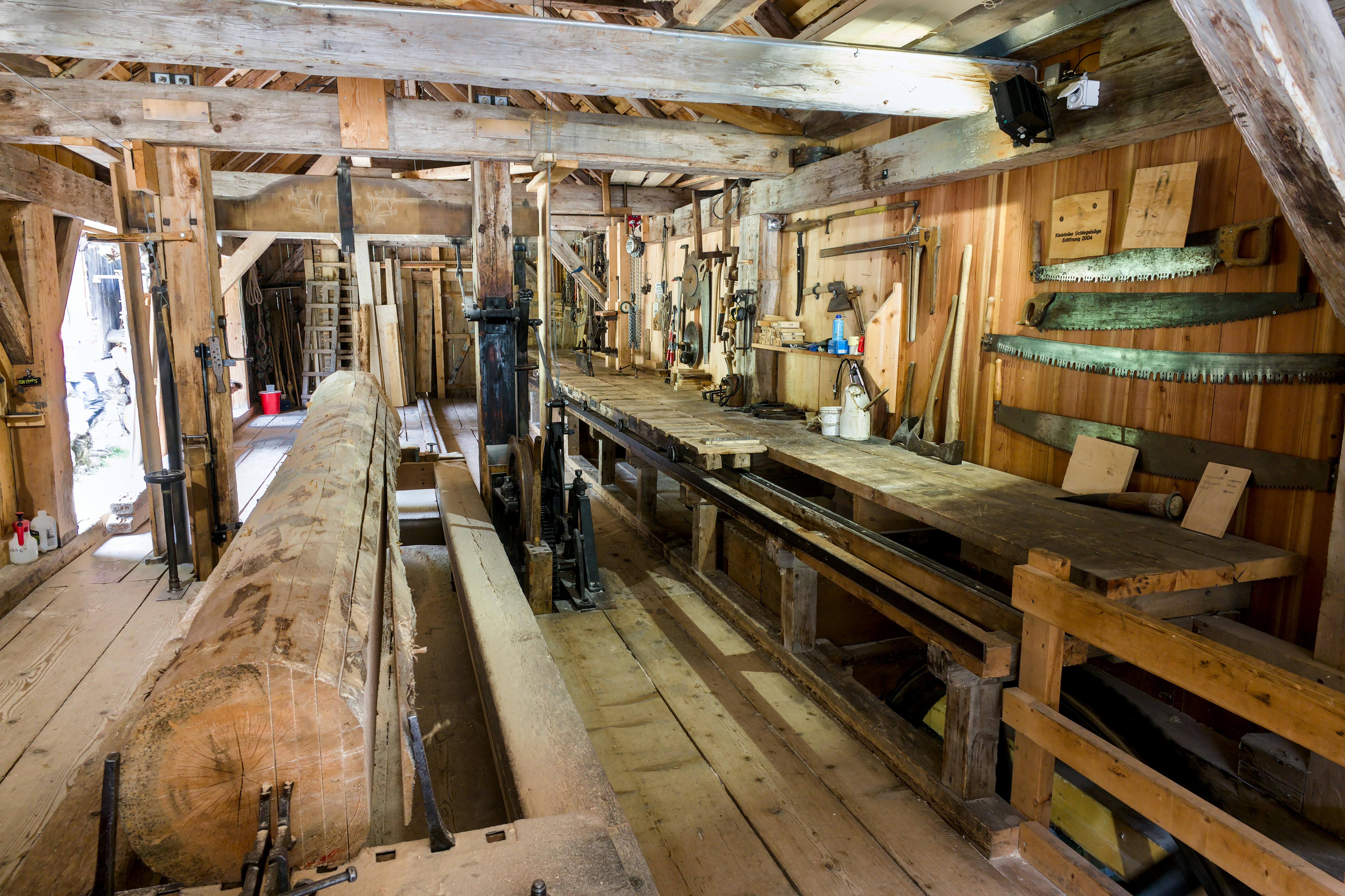 Rustic Saw Mill Workshop with Wooden Tools · Free Stock Photo