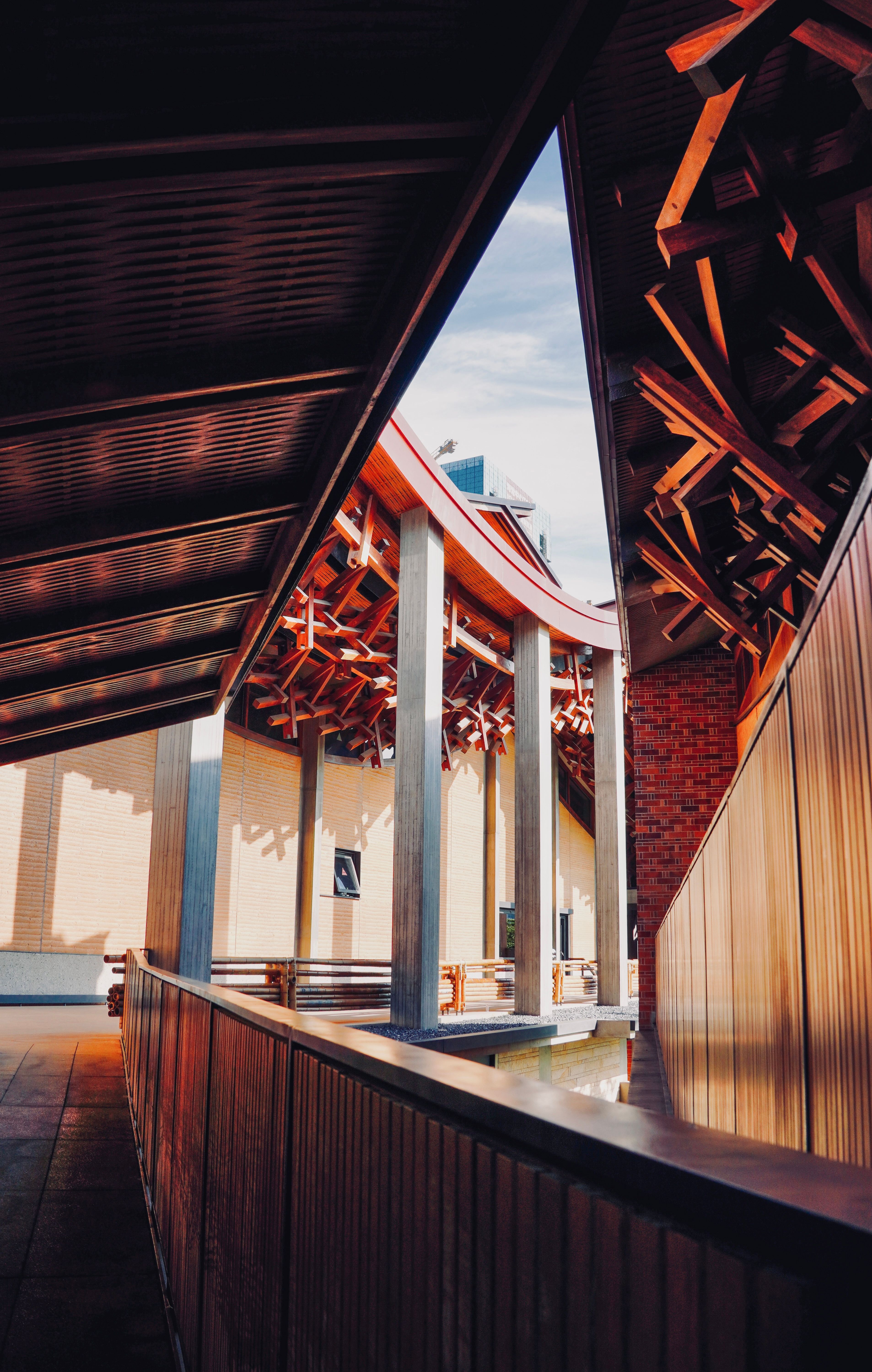 Modern Architectural Design with Wooden Elements · Free Stock Photo