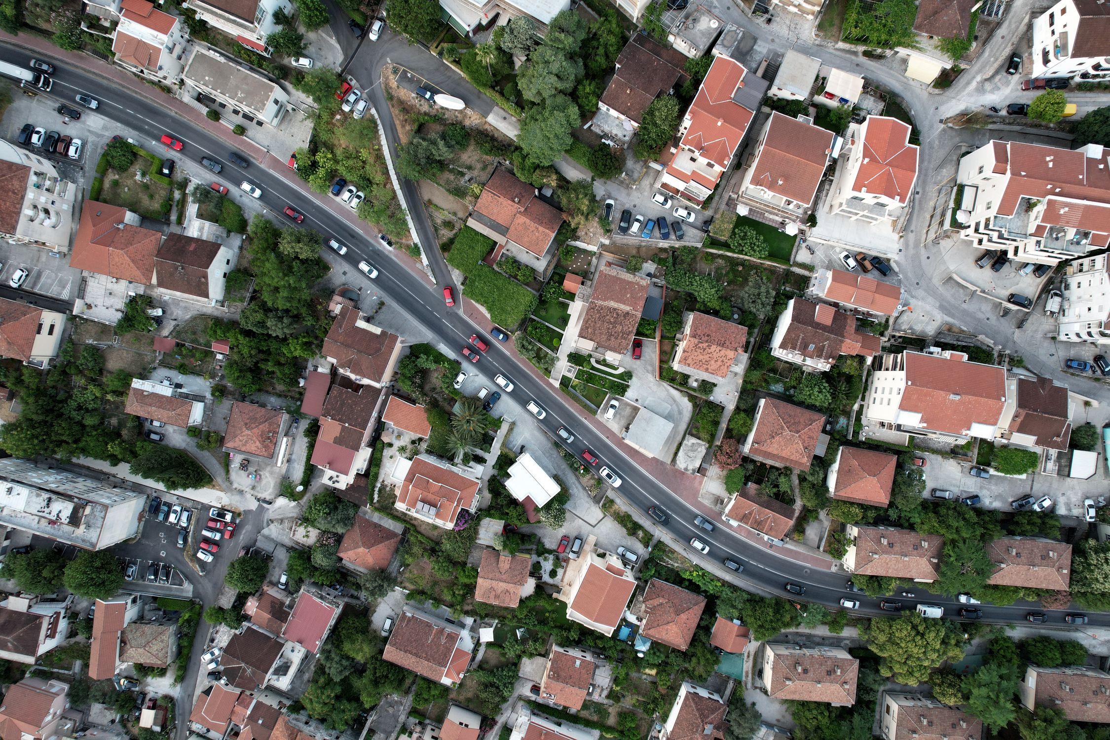 Aerial View of Residential Neighborhood with Roads · Free Stock Photo