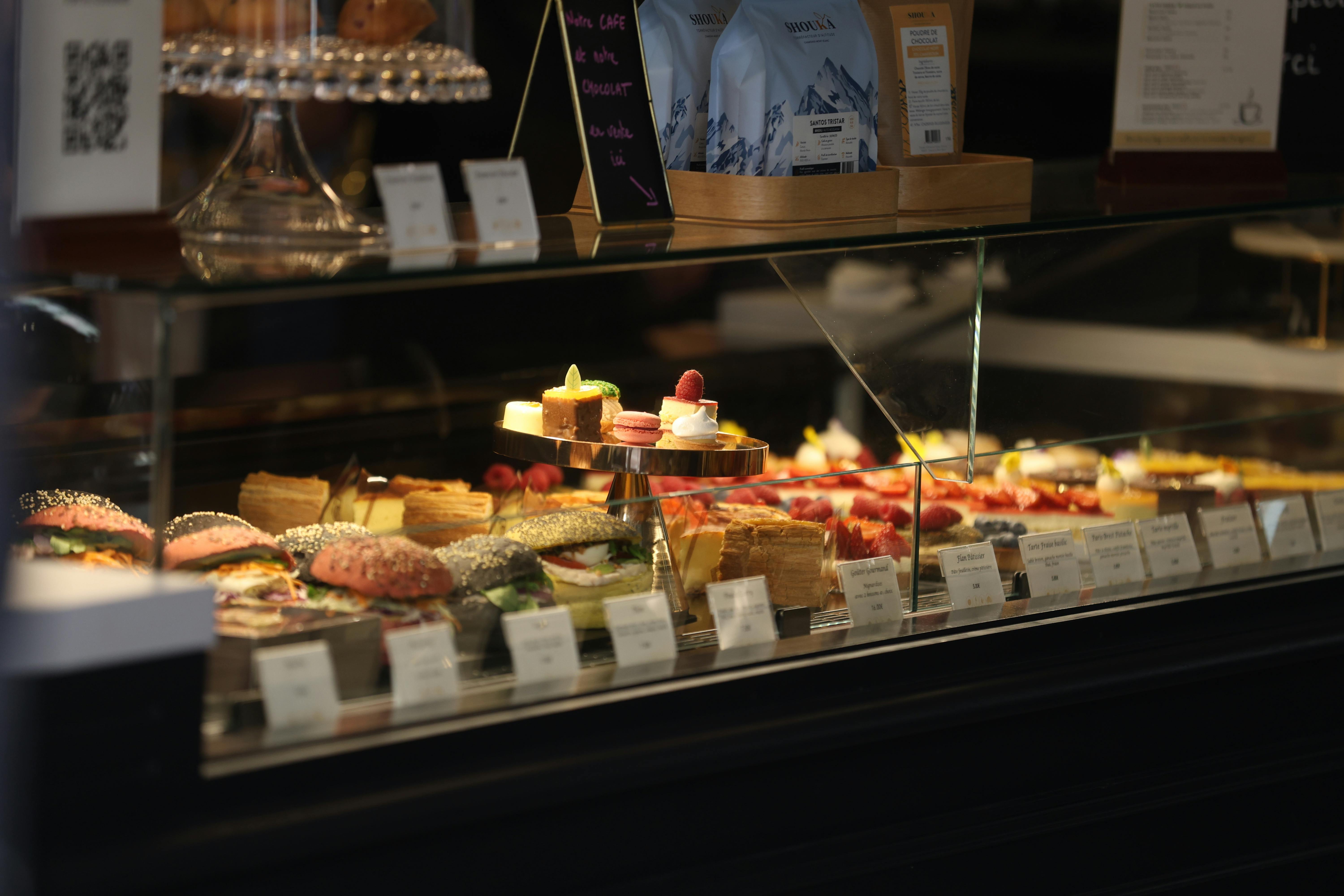 French Pastry Display in Évian-les-Bains Bakery · Free Stock Photo