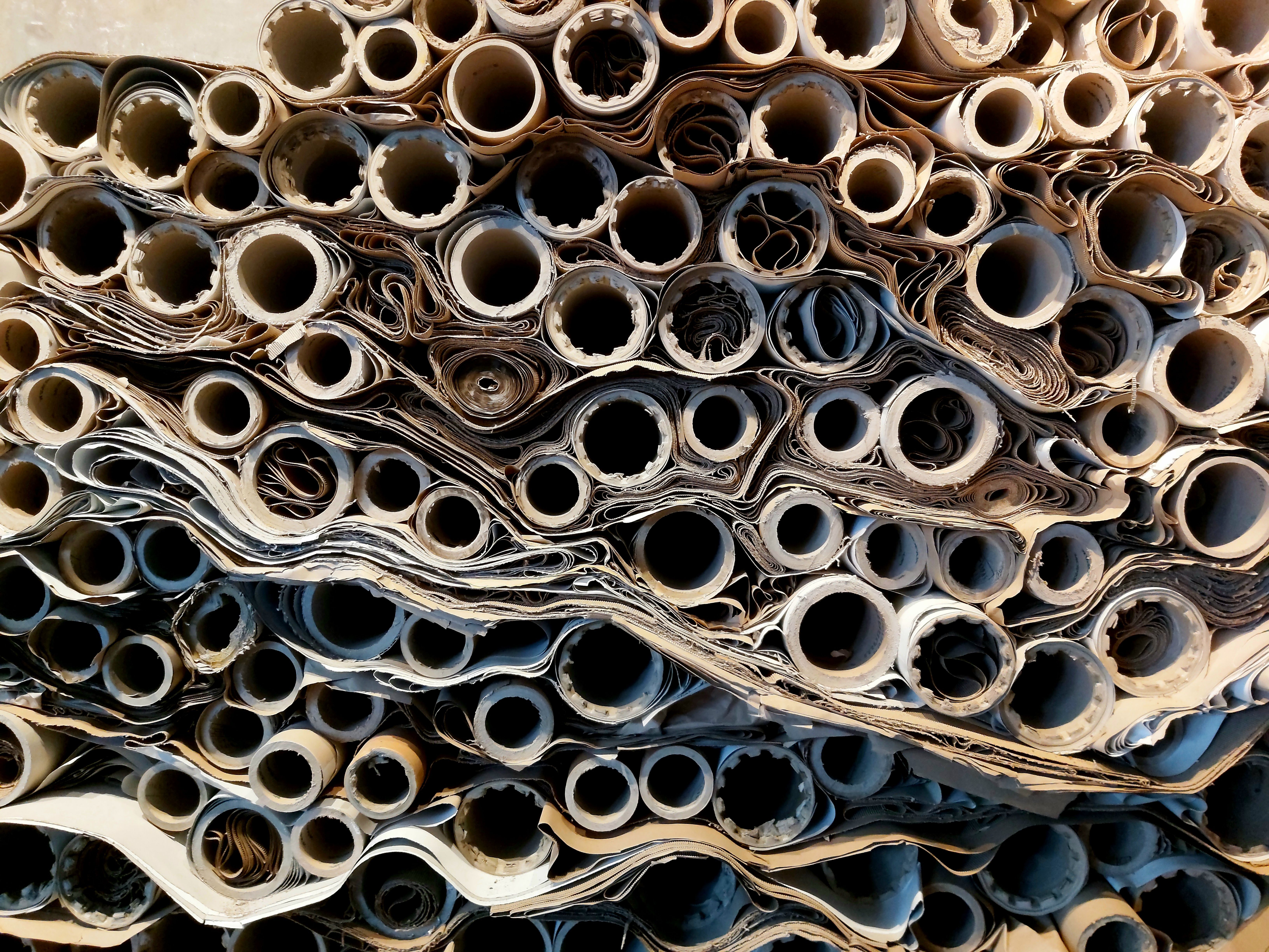 Stacks of Rolled Paper Tubes in Warehouse · Free Stock Photo