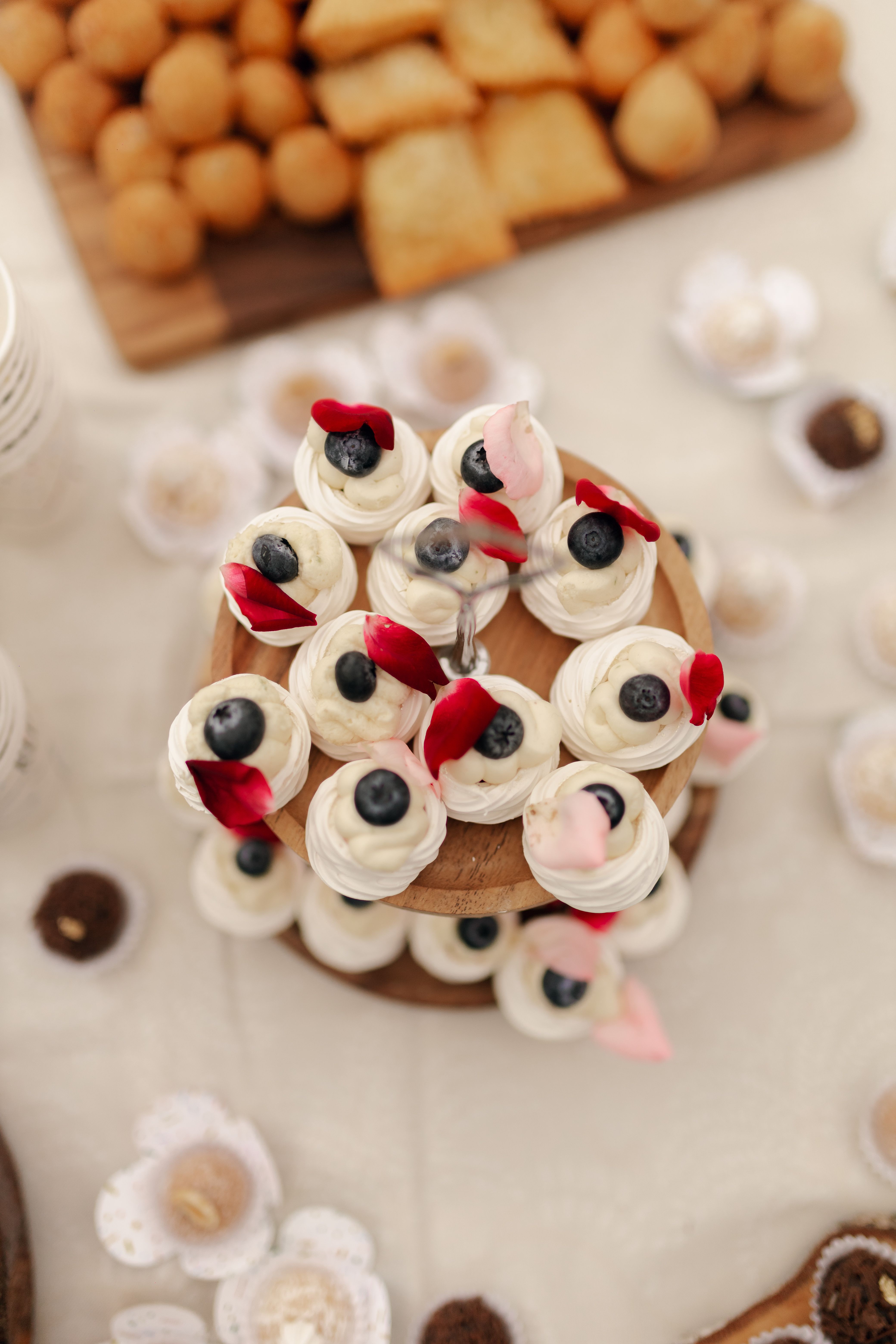 Elegant Dessert Arrangement with Blueberry Cupcakes · Free Stock Photo