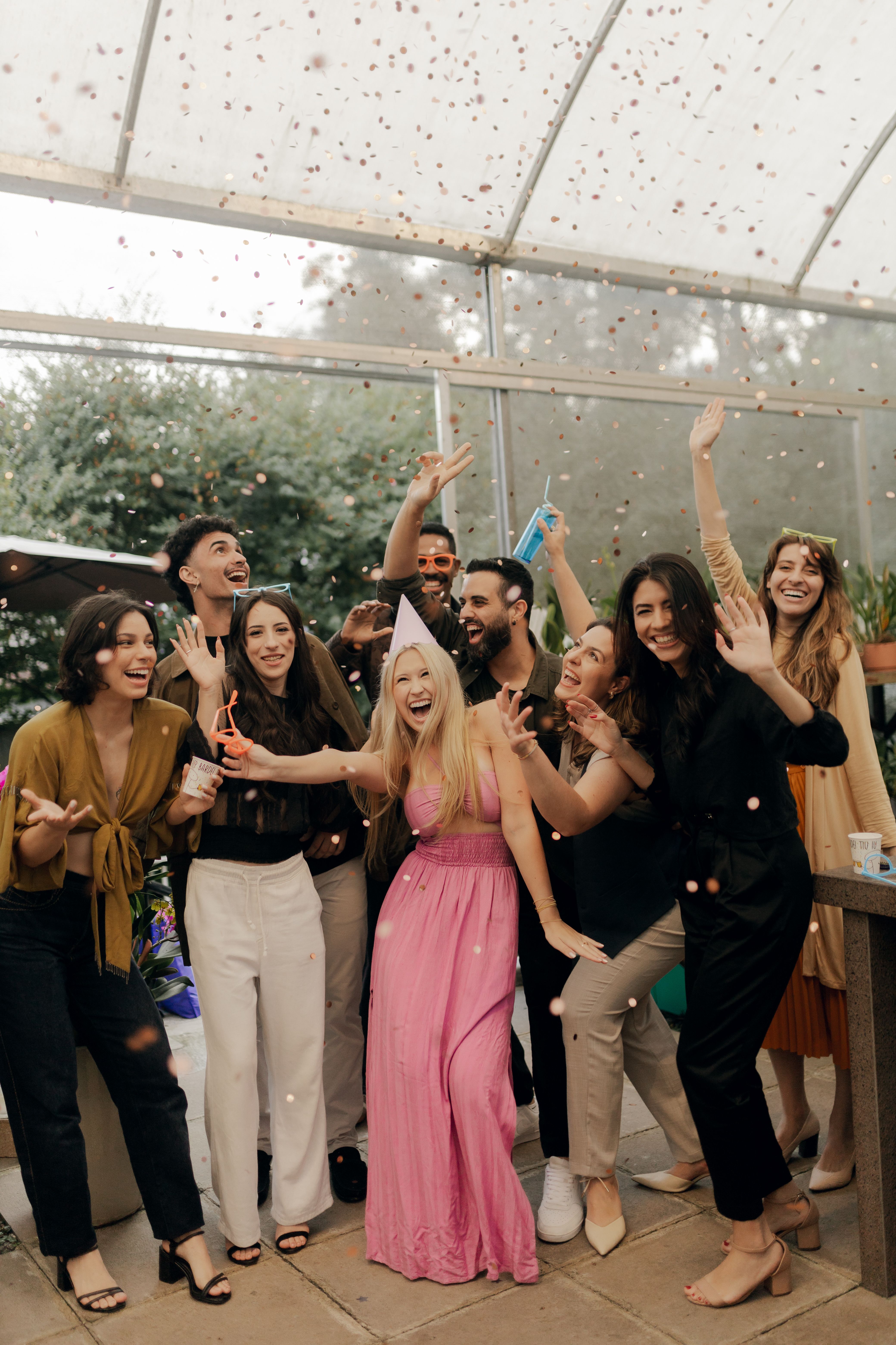 Joyful Party Celebration with Confetti · Free Stock Photo