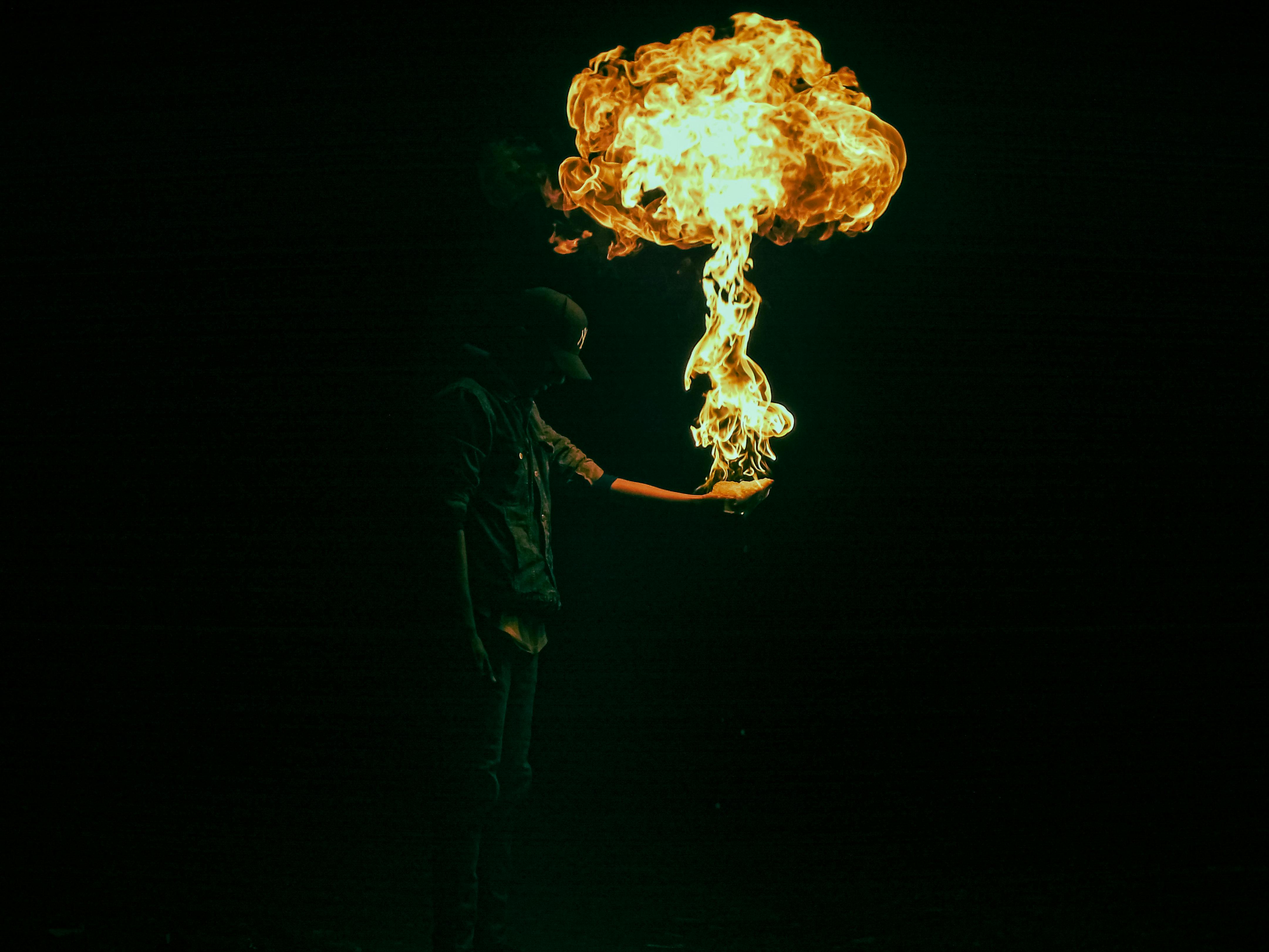 Dramatic Nighttime Fireball Performance · Free Stock Photo