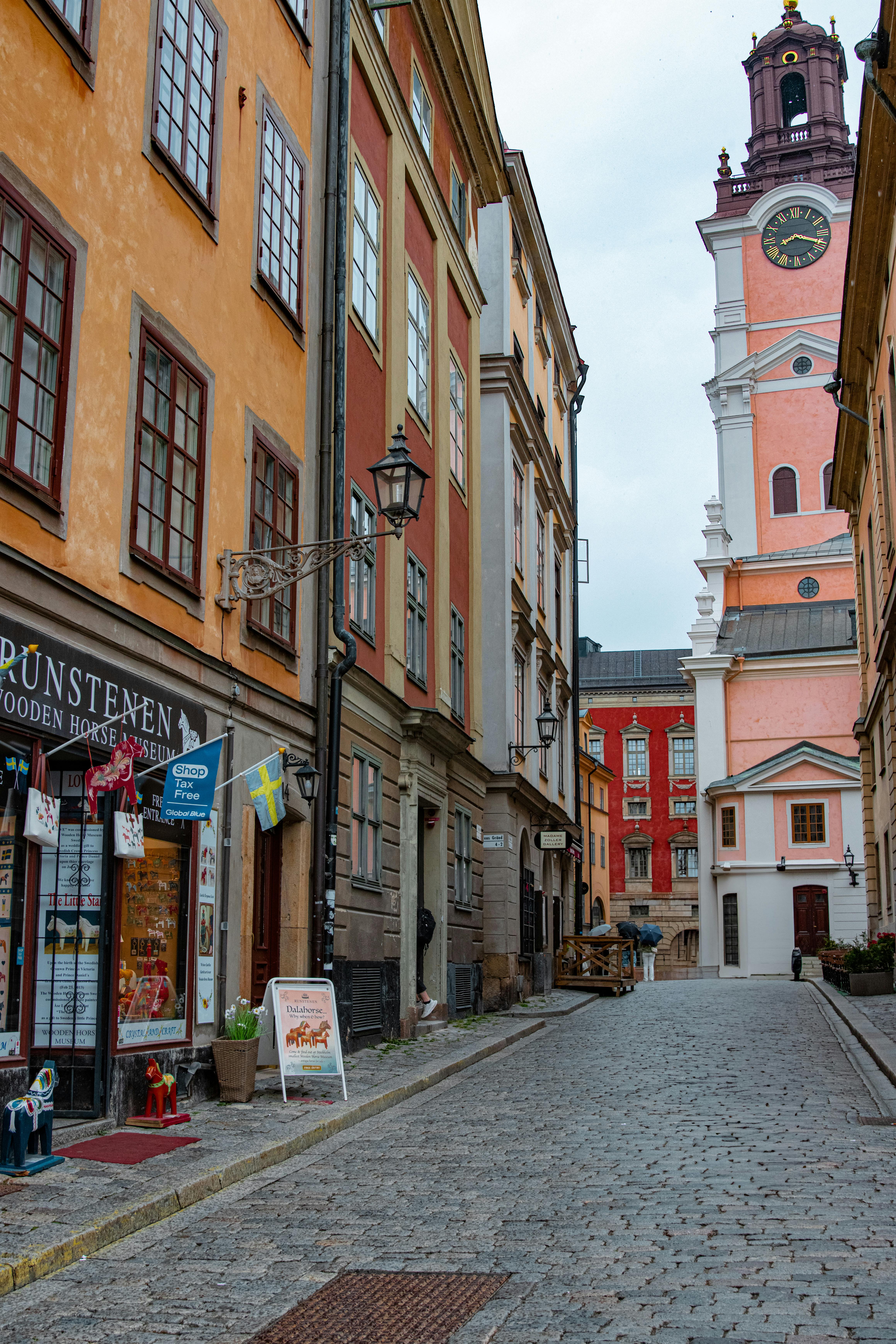 Charming Stockholm Street with Historic Church · Free Stock Photo