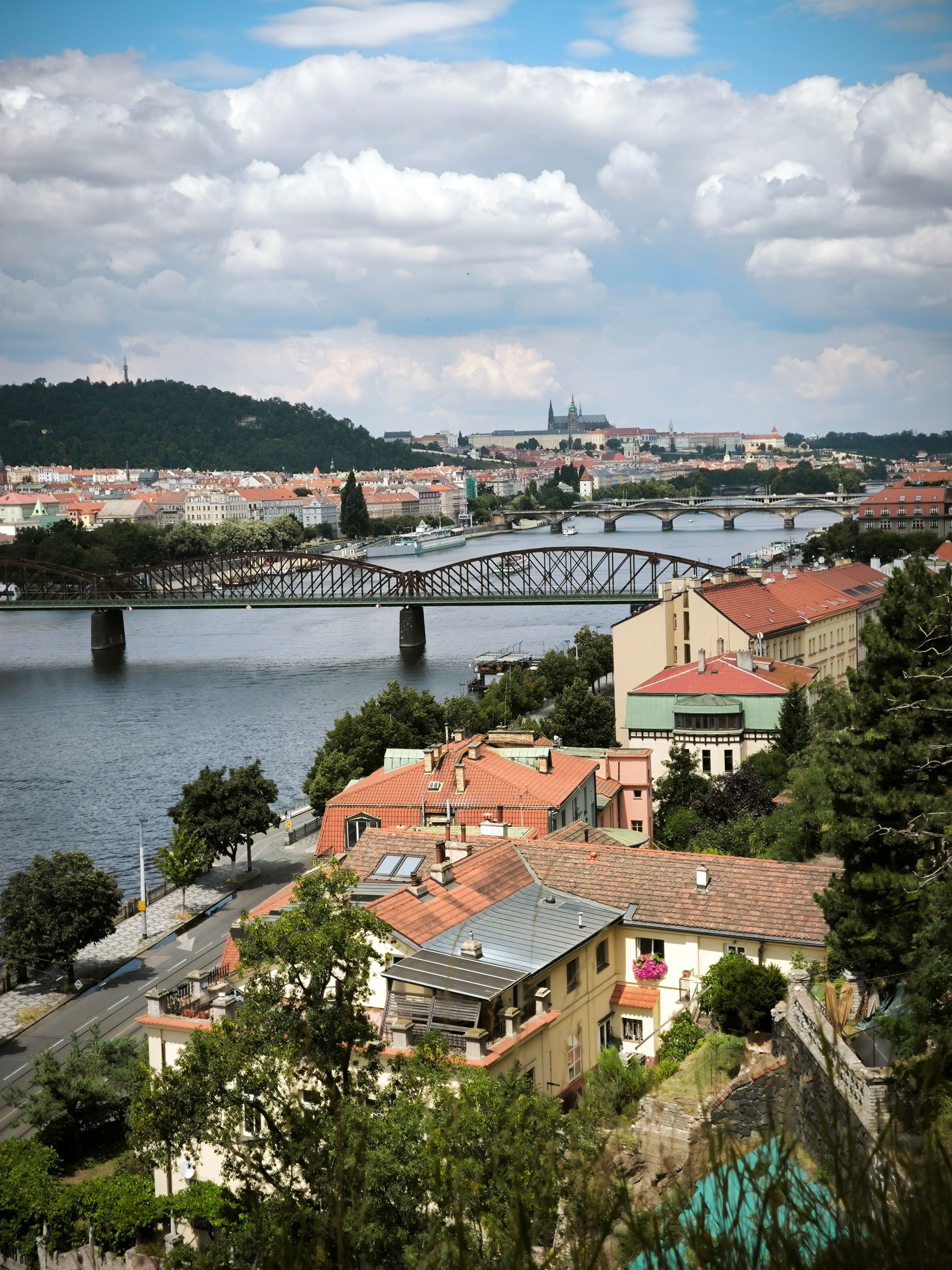 Scenic View of Prague with Vltava River and Bridges · Free Stock Photo