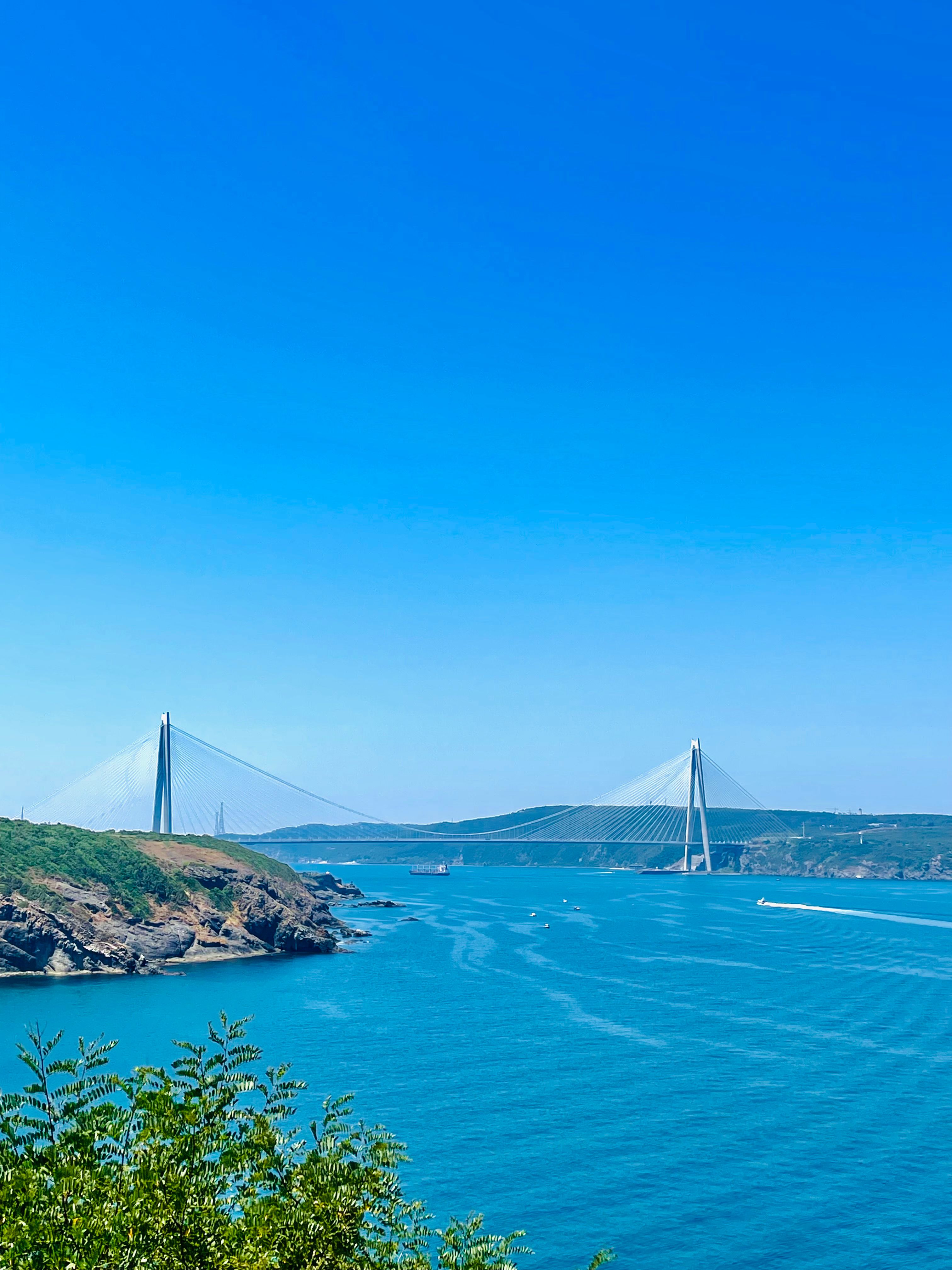 Suspension Bridge Spanning Clear Blue Waters · Free Stock Photo