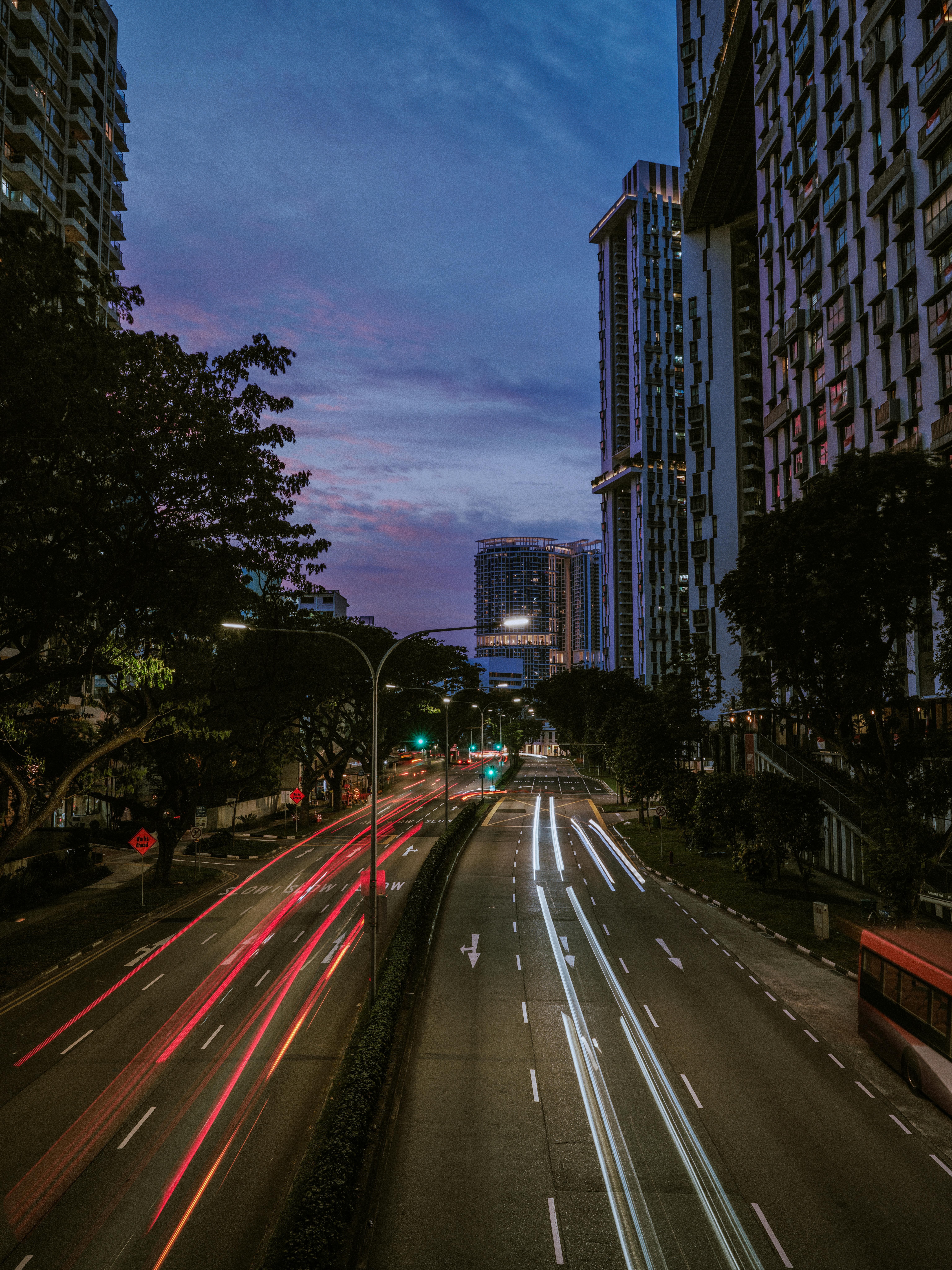 Urban Nightscape with Light Trails · Free Stock Photo