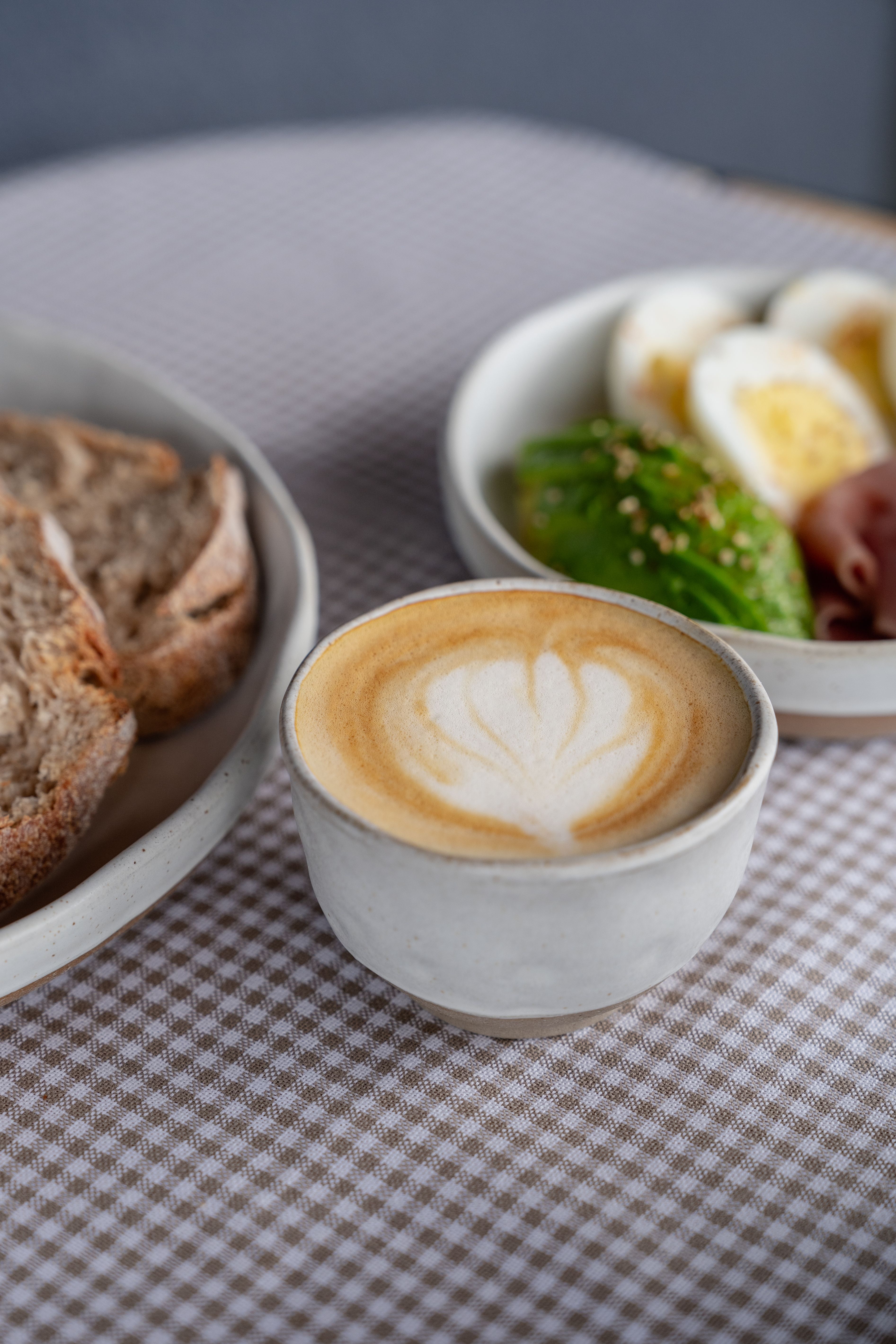 Breakfast with Cappuccino, Bread, and Avocado · Free Stock Photo
