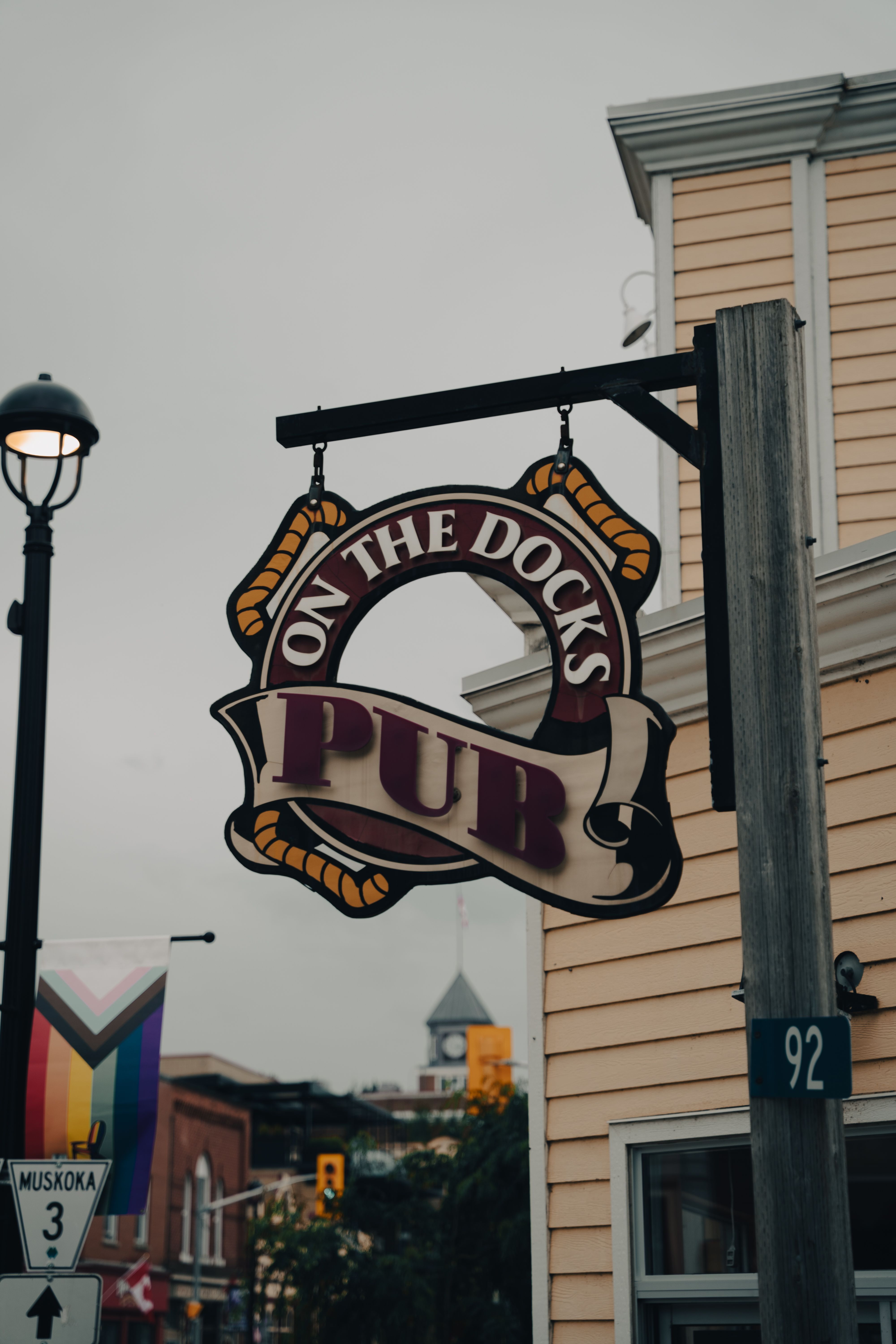 On the Docks Pub Sign in Urban Setting · Free Stock Photo