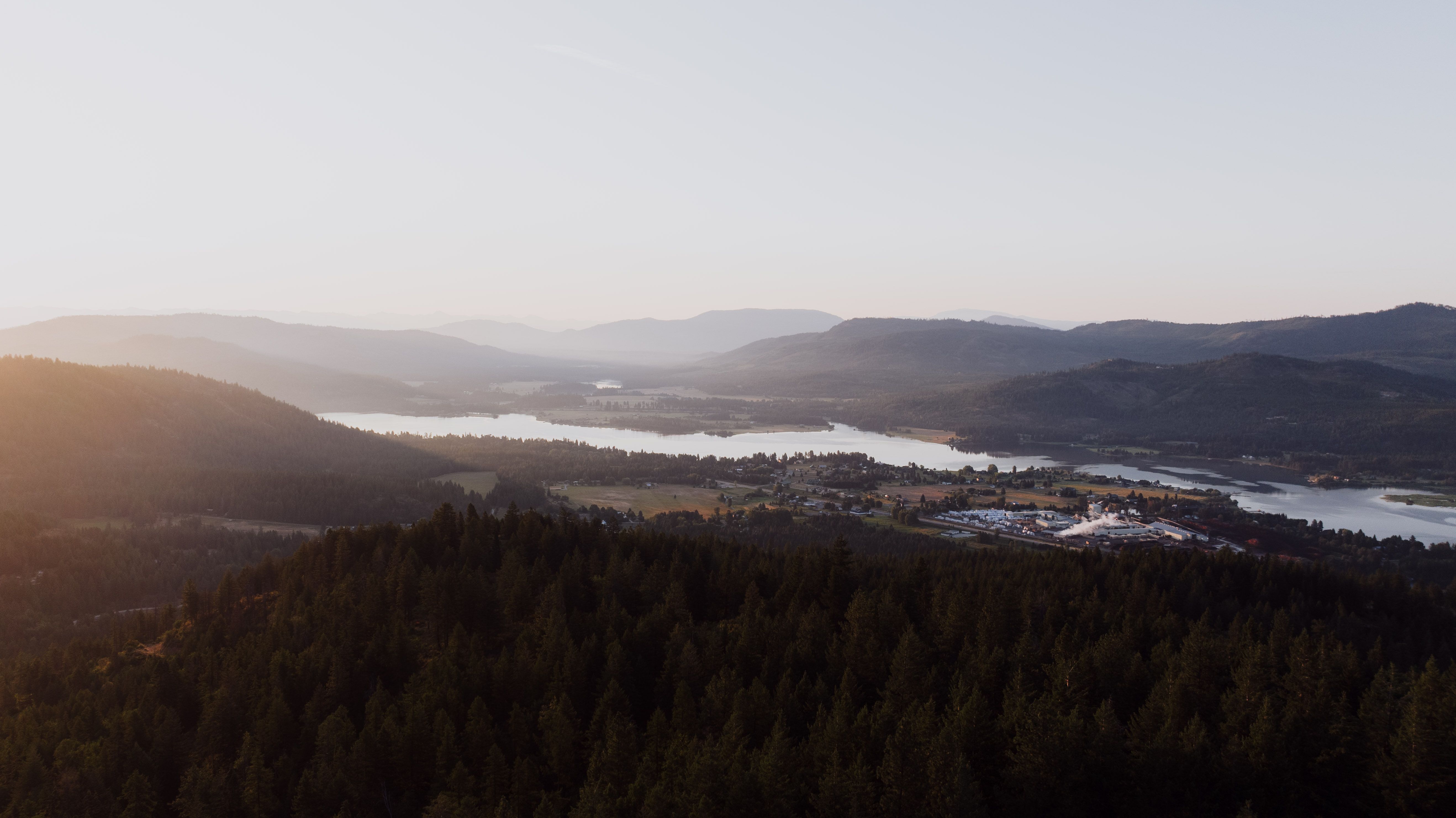 Aerial View of Priest River at Sunrise · Free Stock Photo