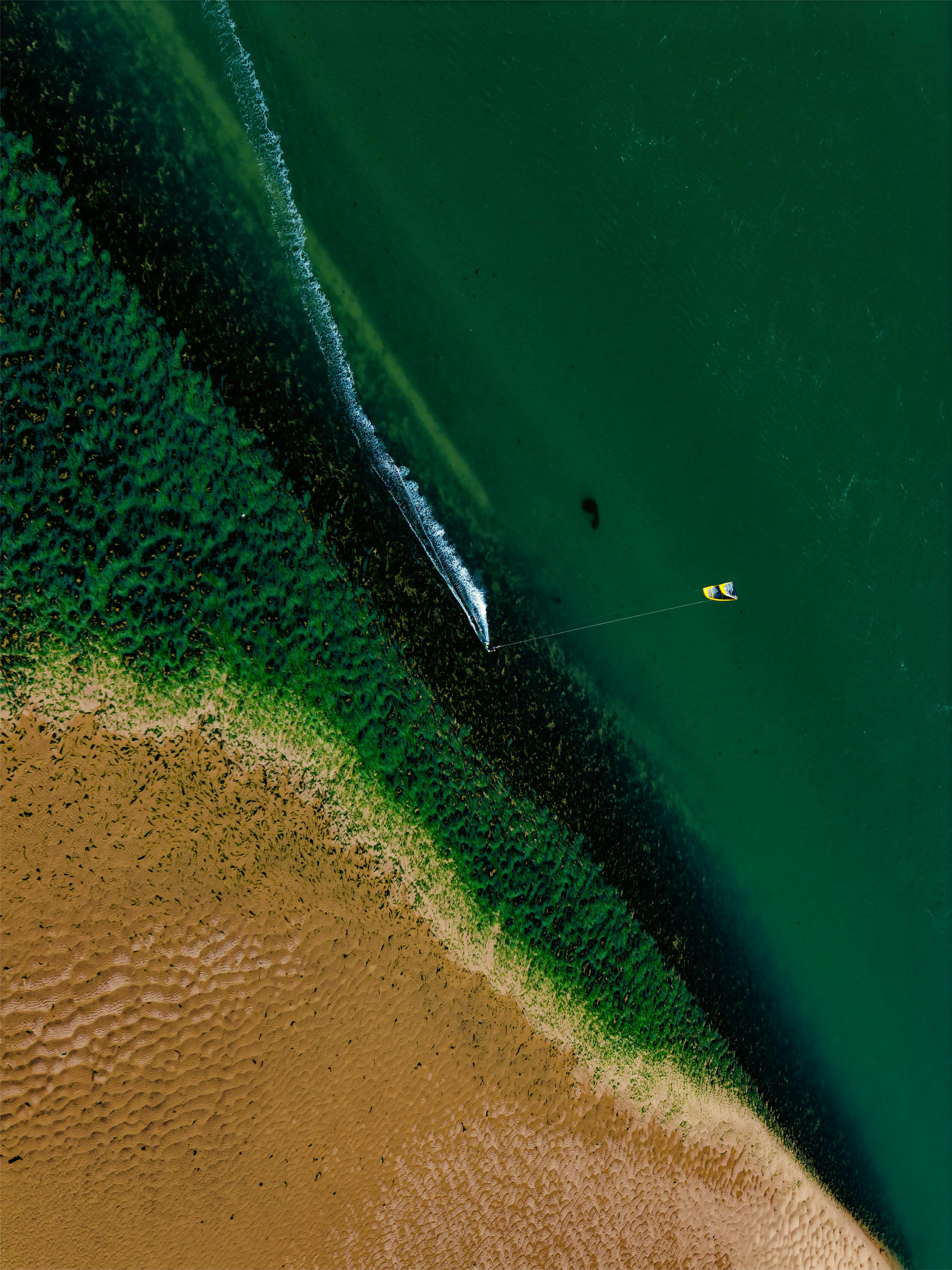 Aerial View of Kite Surfing at Exmouth Beach · Free Stock Photo