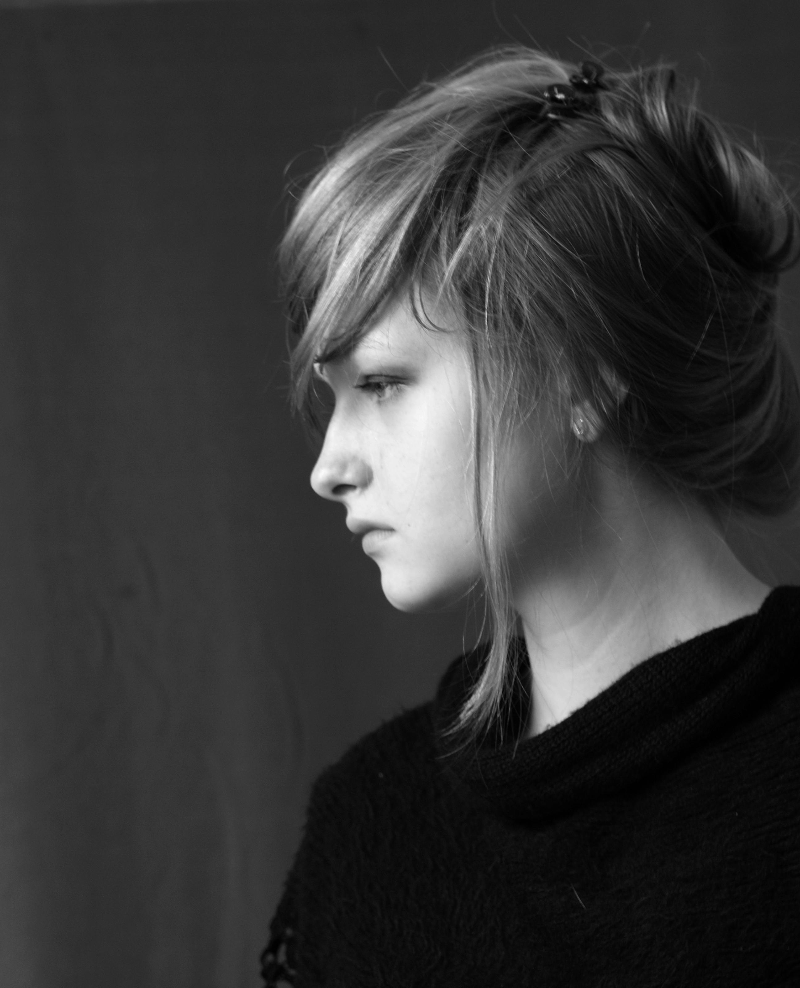 Black and White Profile Portrait of a Young Woman · Free Stock Photo