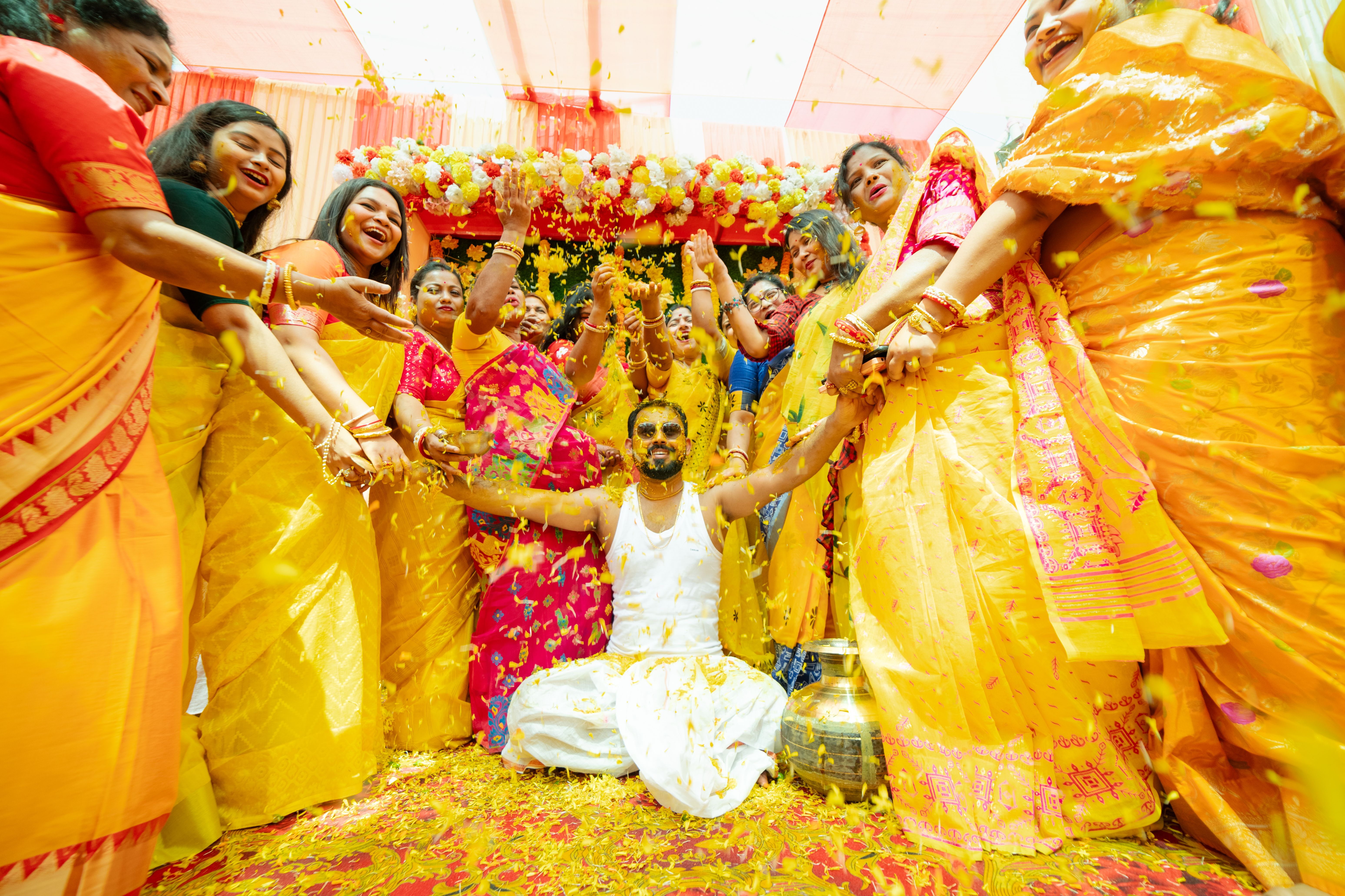 Colorful Haldi Ceremony Celebration in India · Free Stock Photo