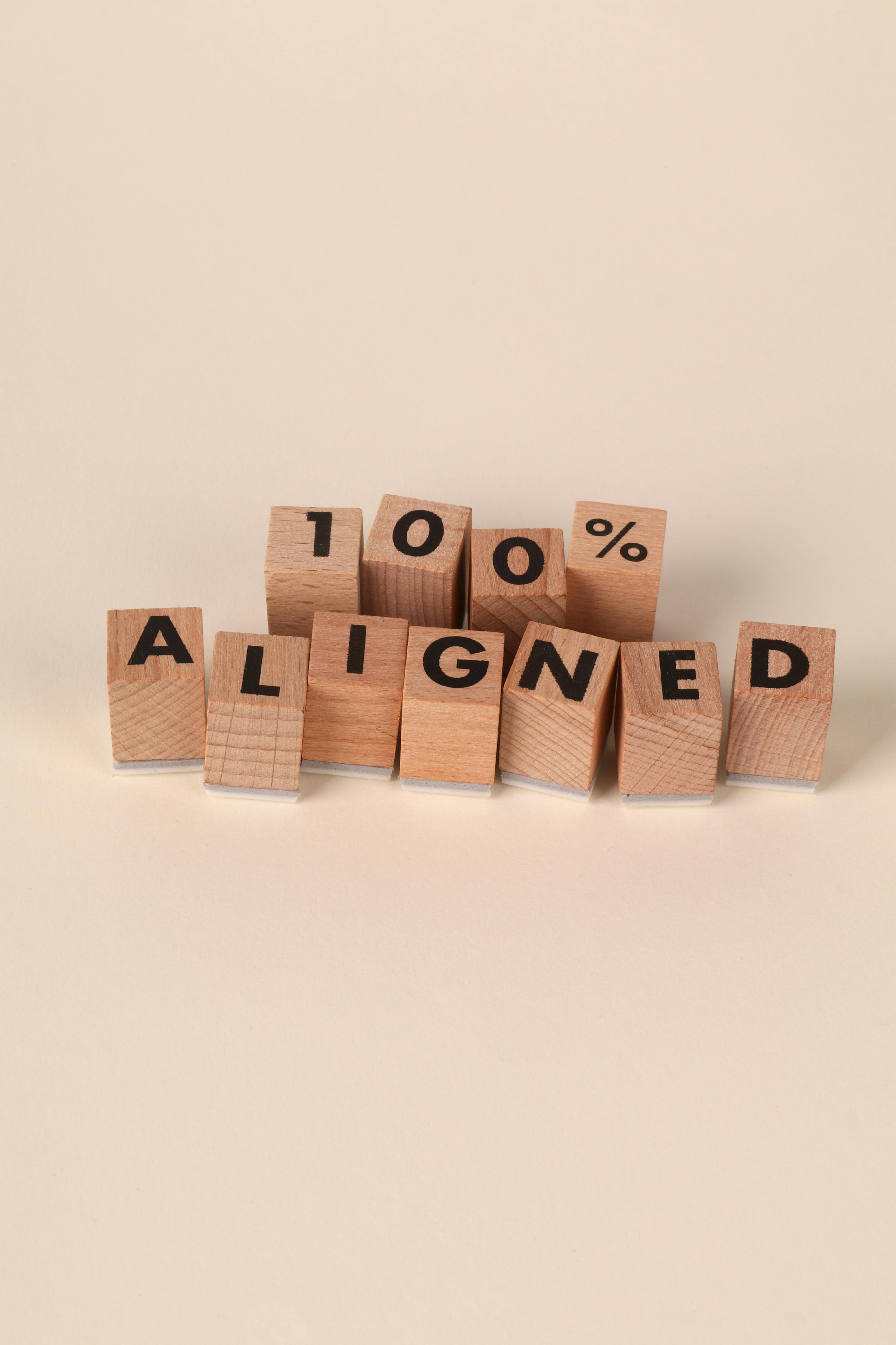 Wooden Blocks Displaying 100% Aligned Message · Free Stock Photo