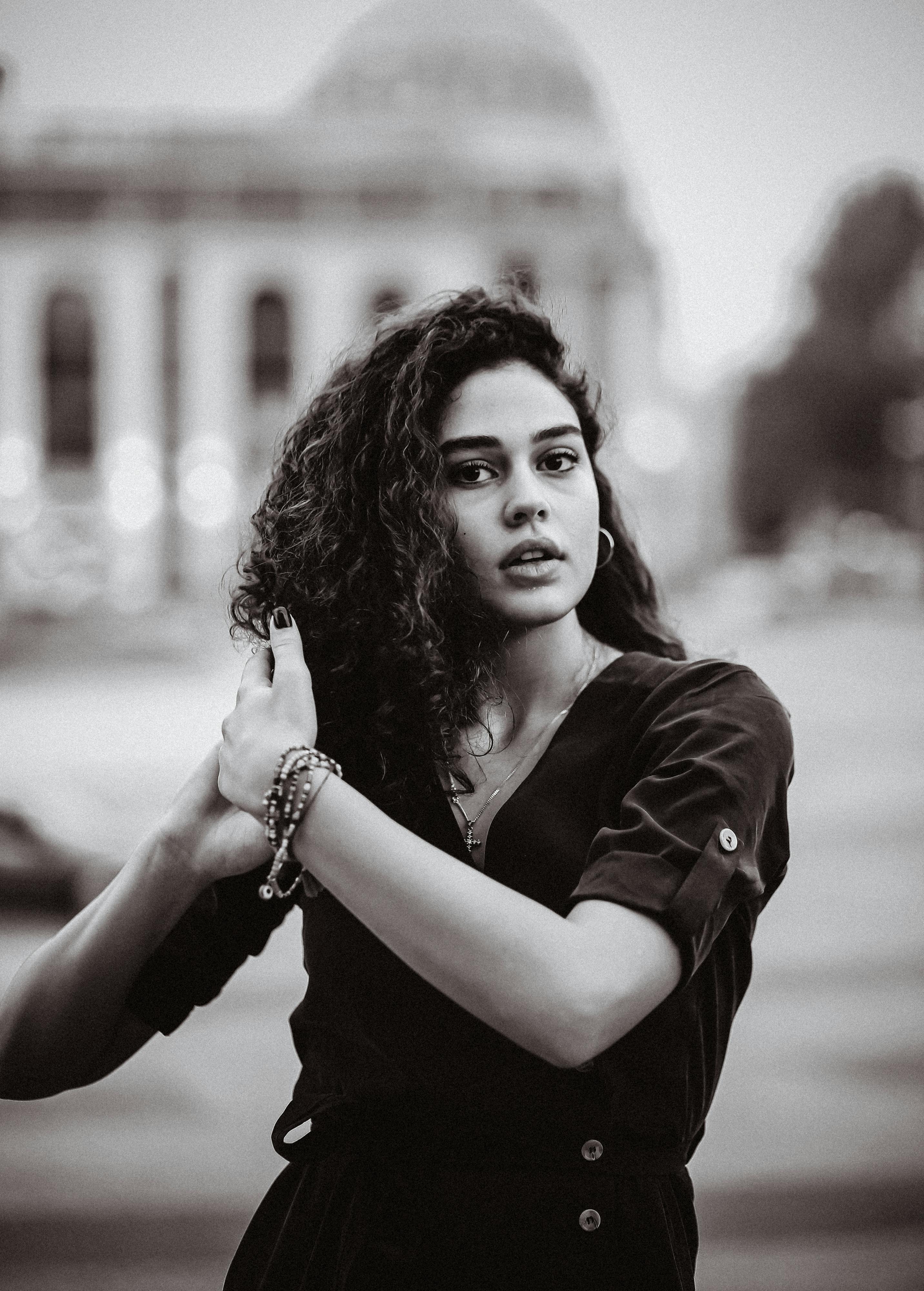 Elegant Black and White Female Portrait in Urban Setting · Free Stock Photo