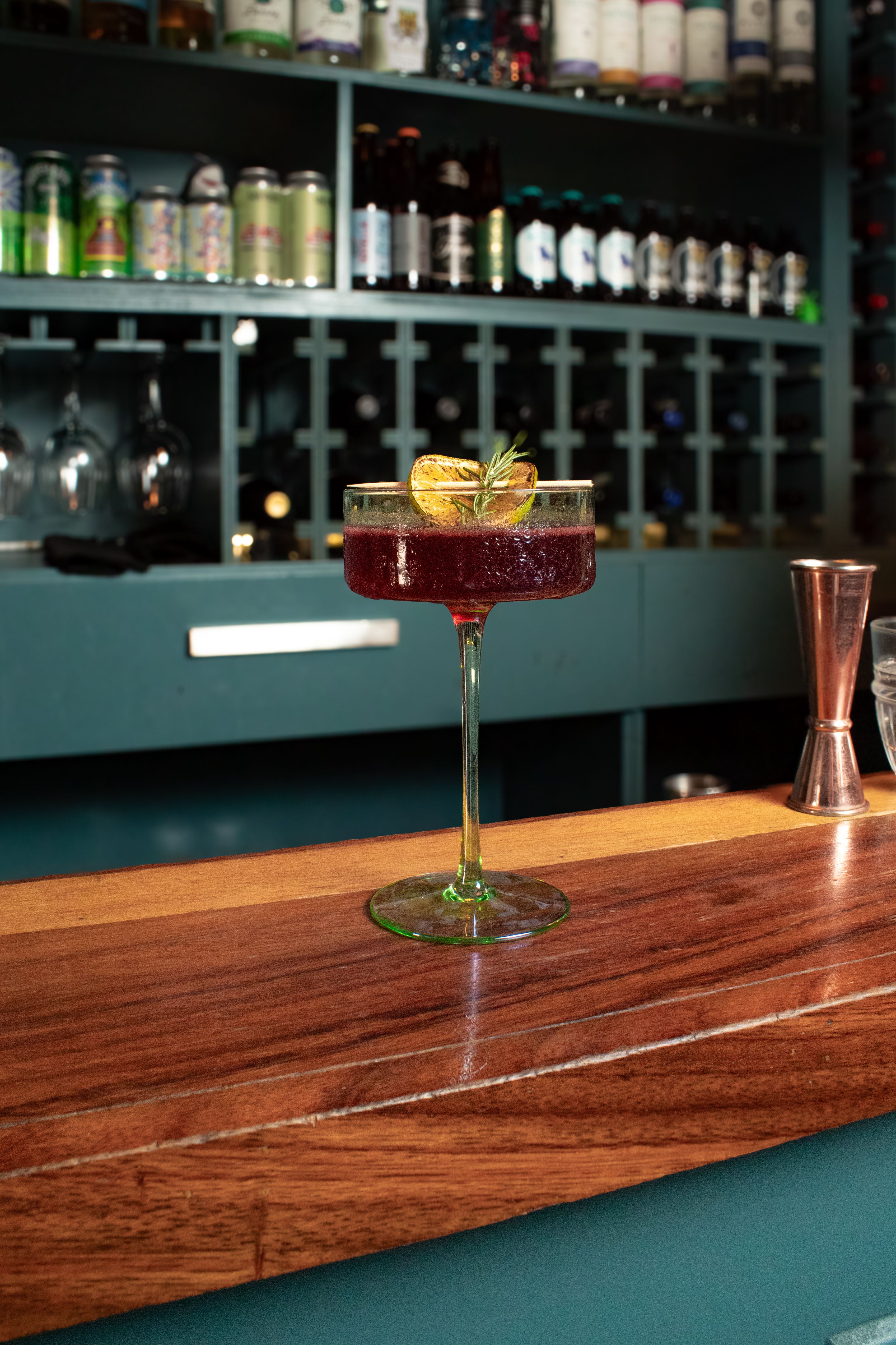 Elegant Cocktail on Wooden Bar Counter · Free Stock Photo