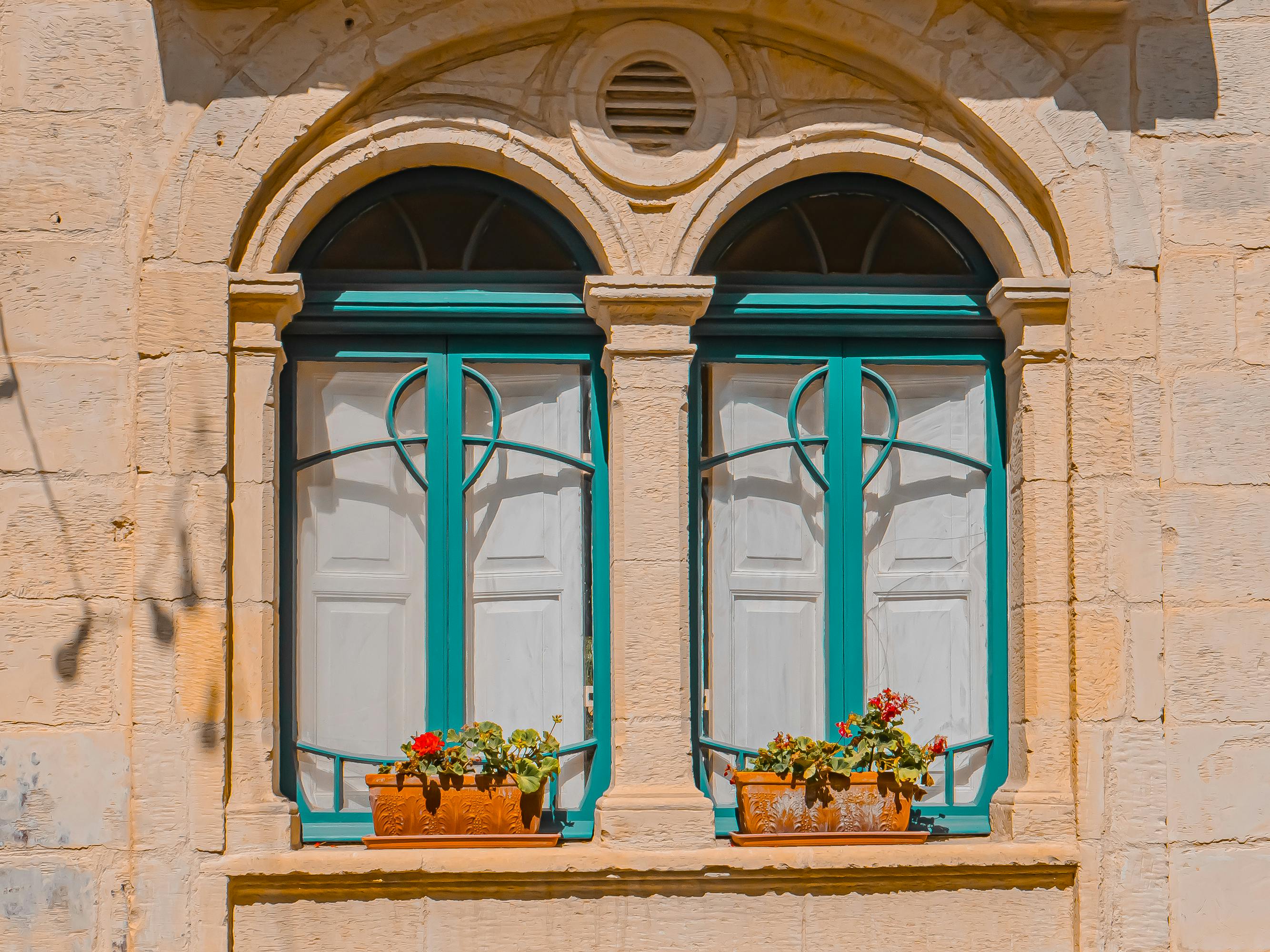 Charming Mediterranean Window with Green Shutters · Free Stock Photo