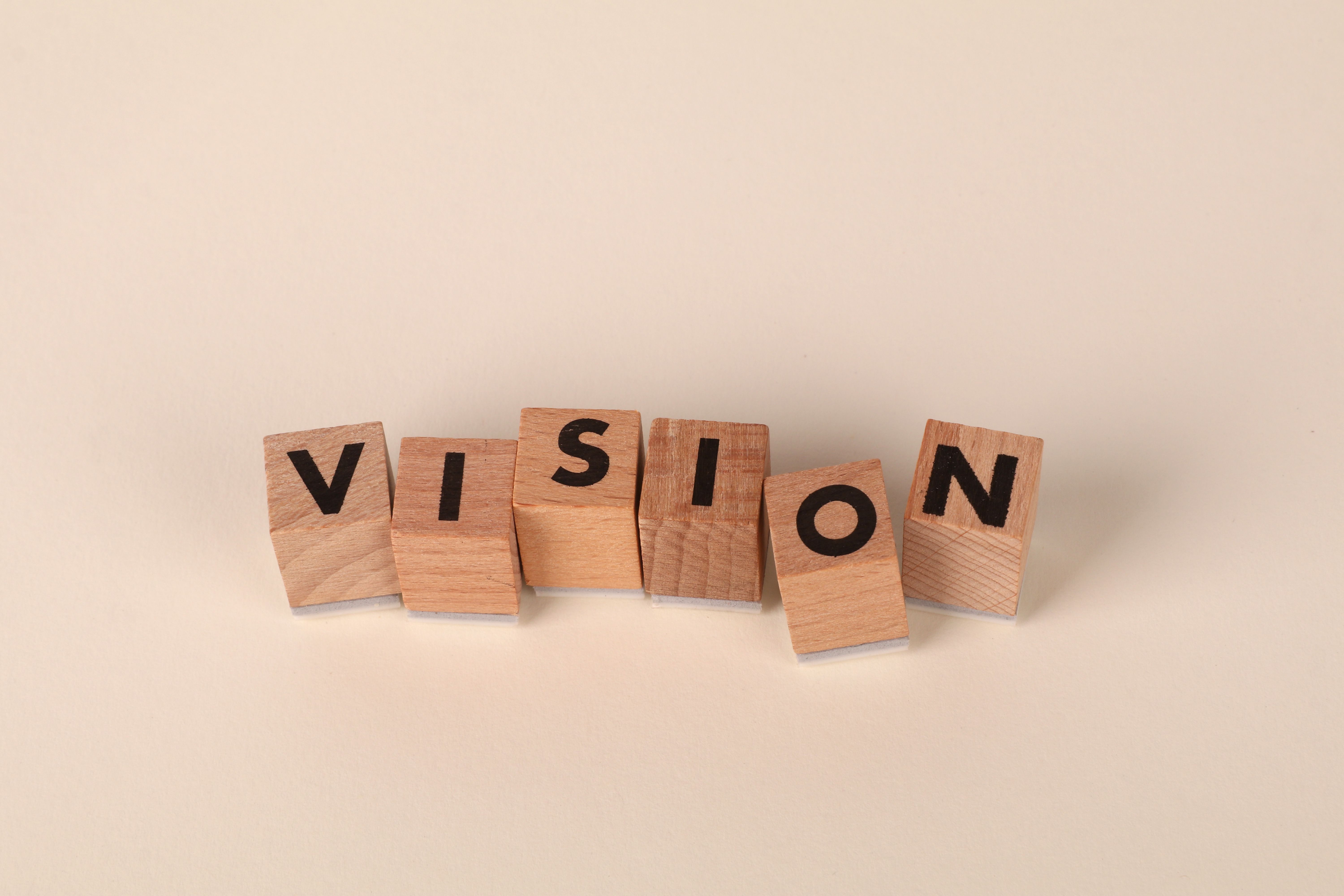 Bloques De Madera Que Forman La Palabra "Visión" Sobre Un Fondo Neutro ...