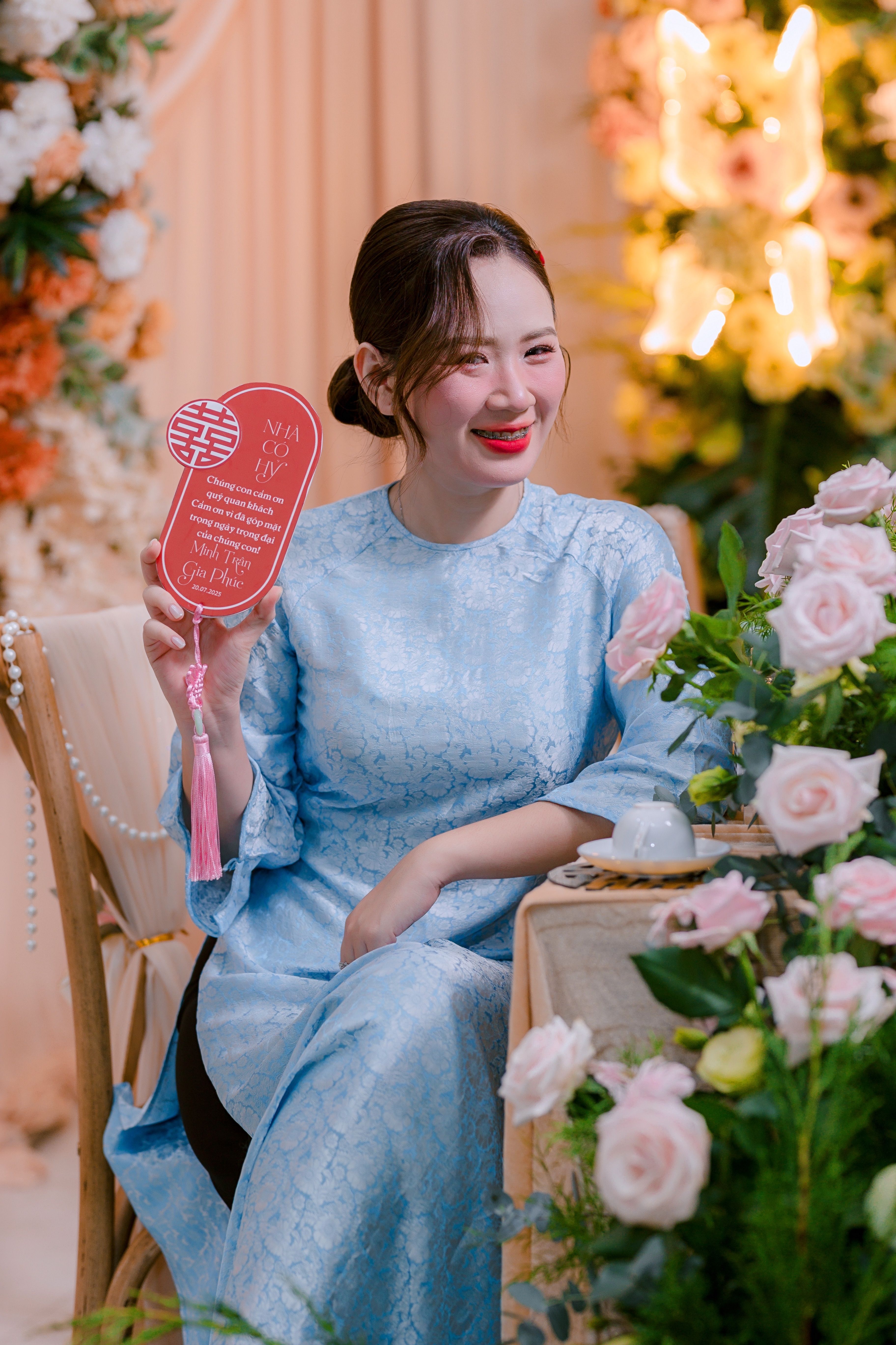 Elegant Woman Celebrating at Floral Event · Free Stock Photo