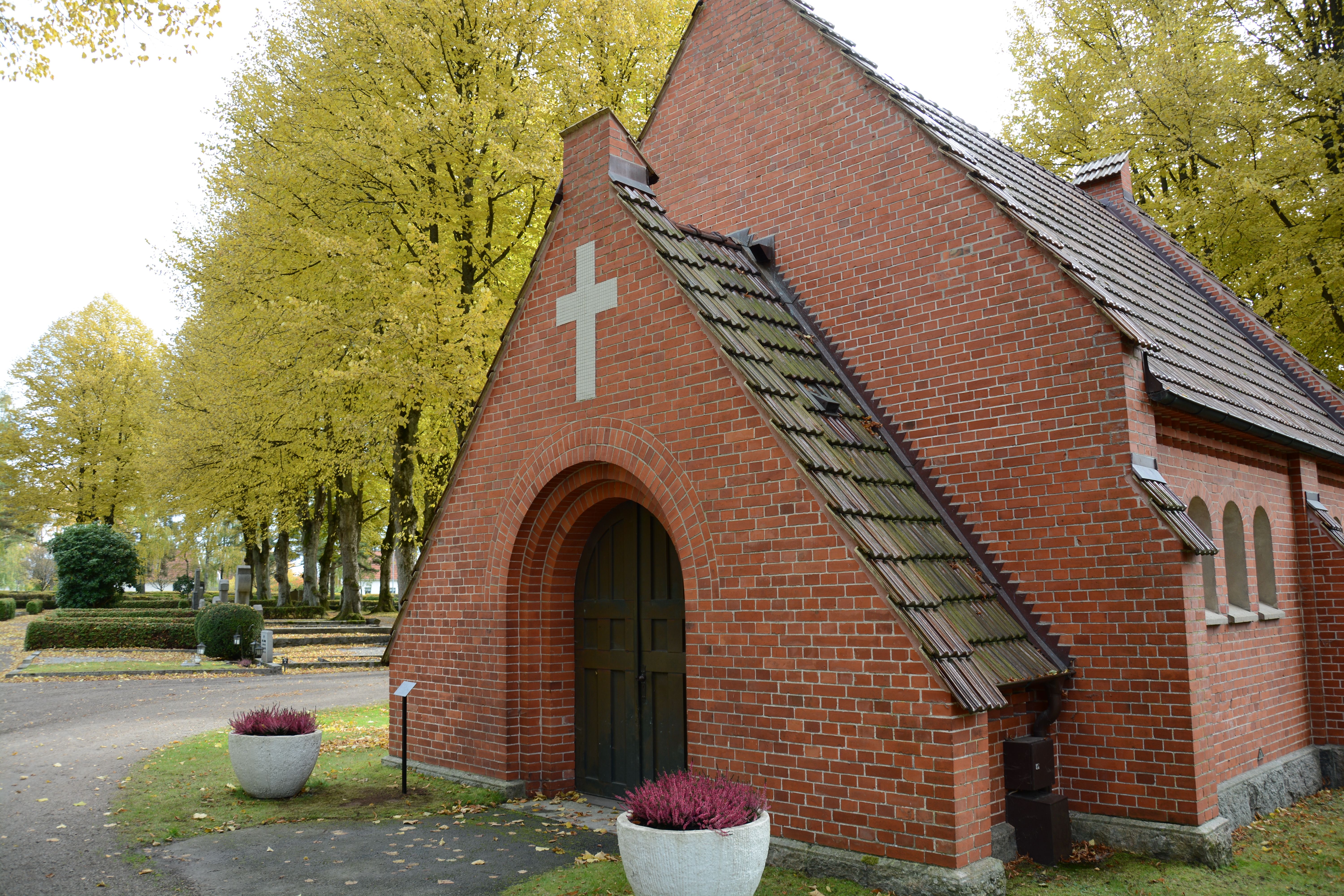 Small Brick Chapel in Serene Autumn Setting · Free Stock Photo