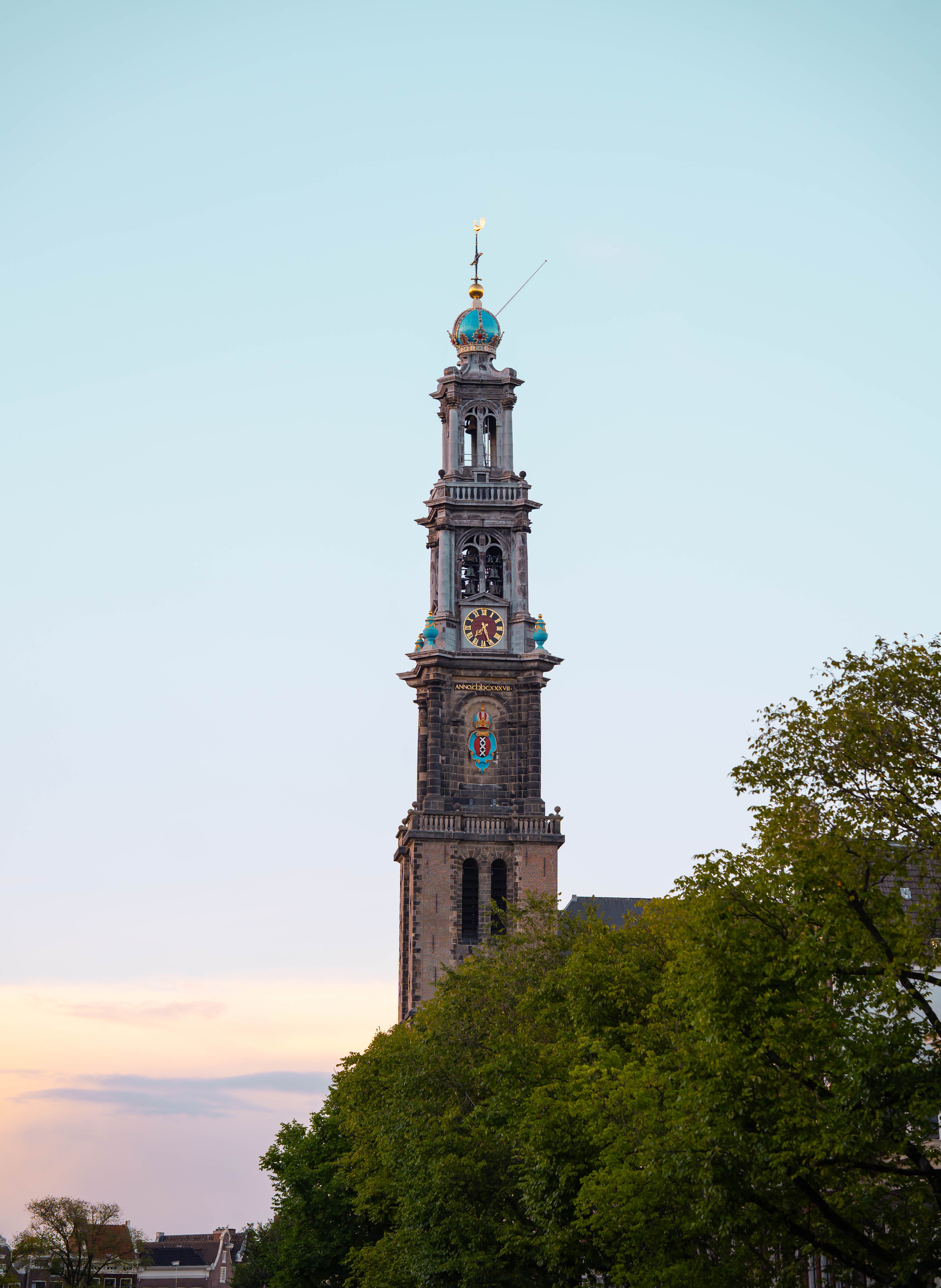 Iconic Westerkerk Tower Against Evening Sky · Free Stock Photo