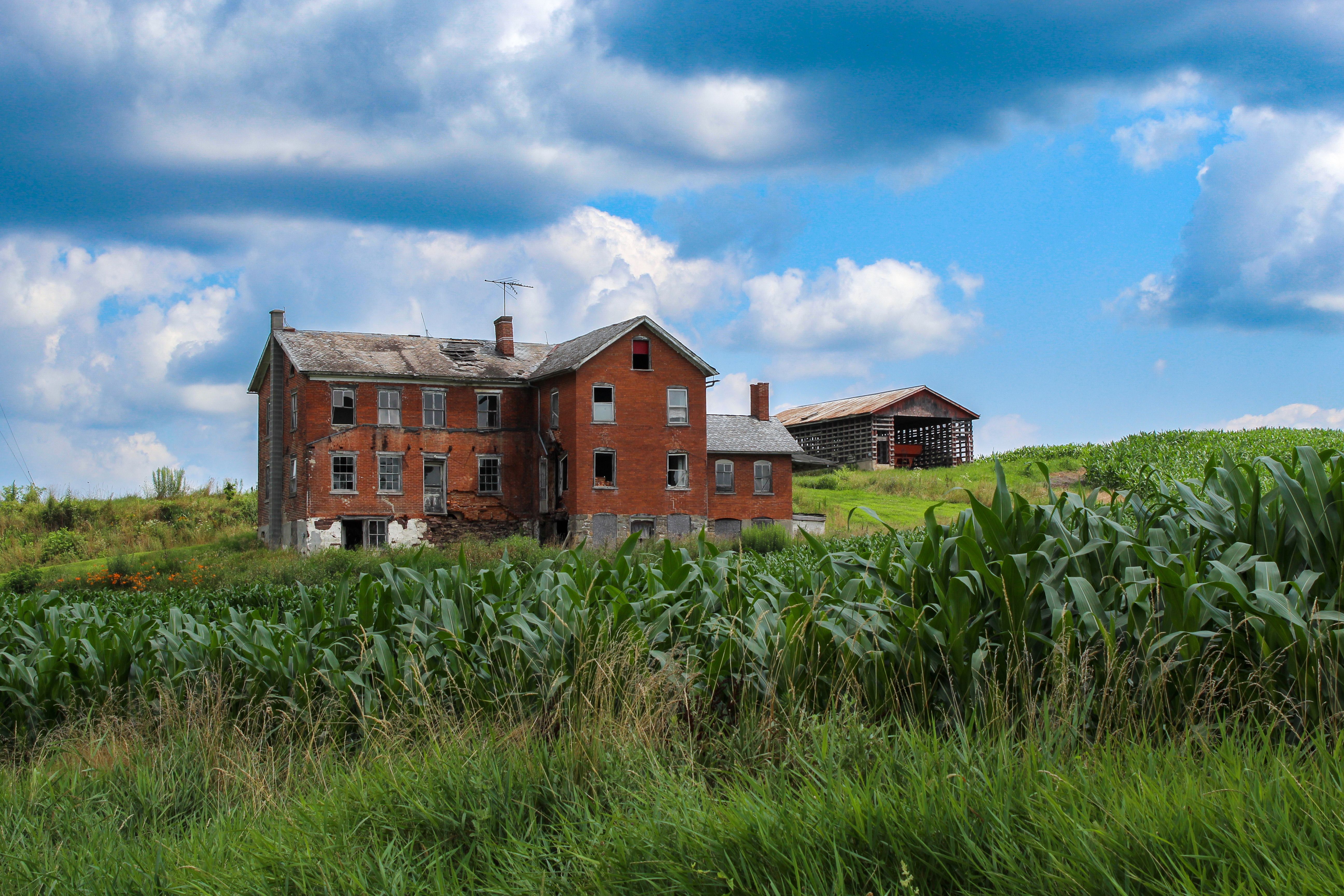 Old Brick Farmhouse in Lush Countryside · Free Stock Photo