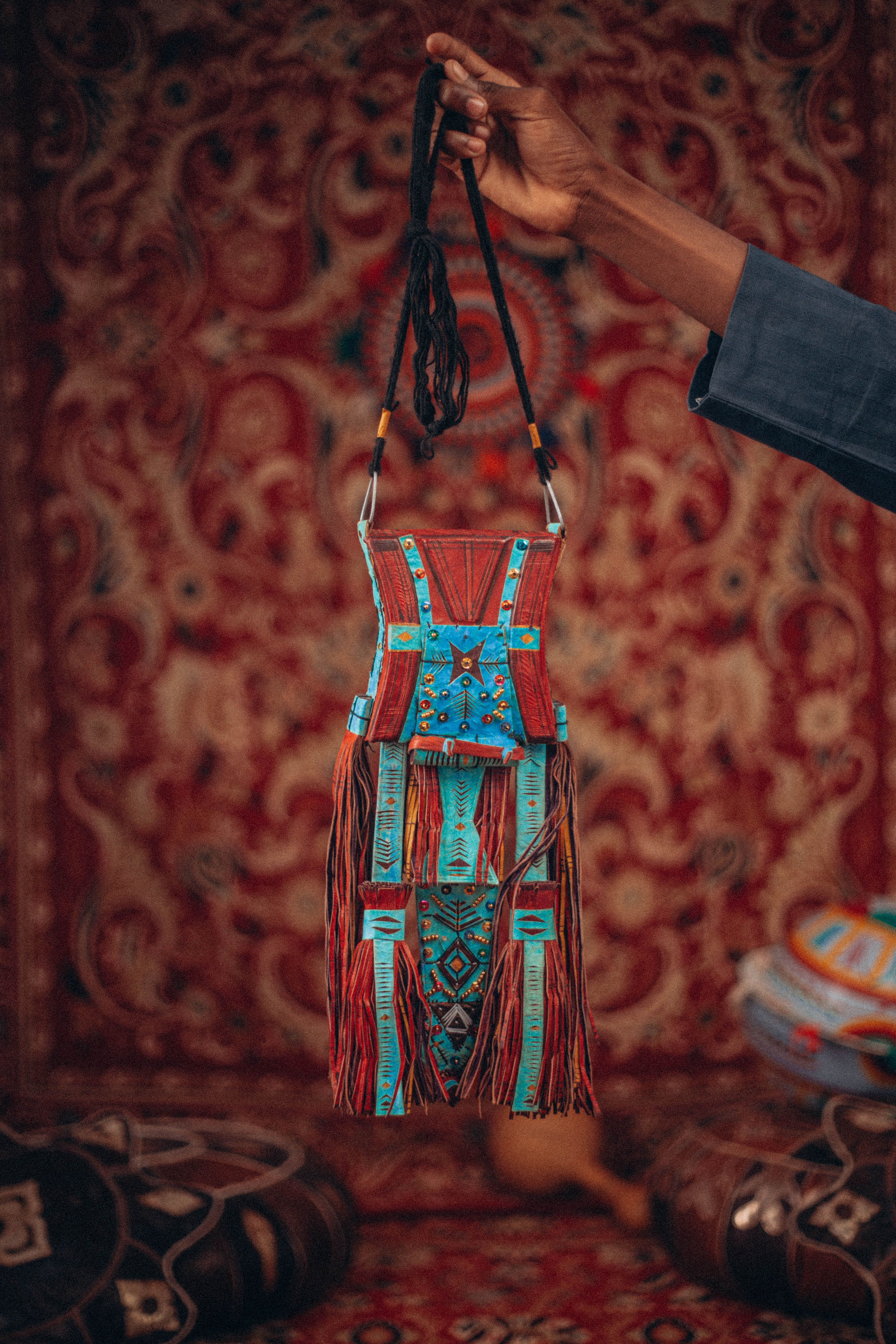 Traditional Moroccan Tribal Handbag with Beaded Design · Free Stock Photo