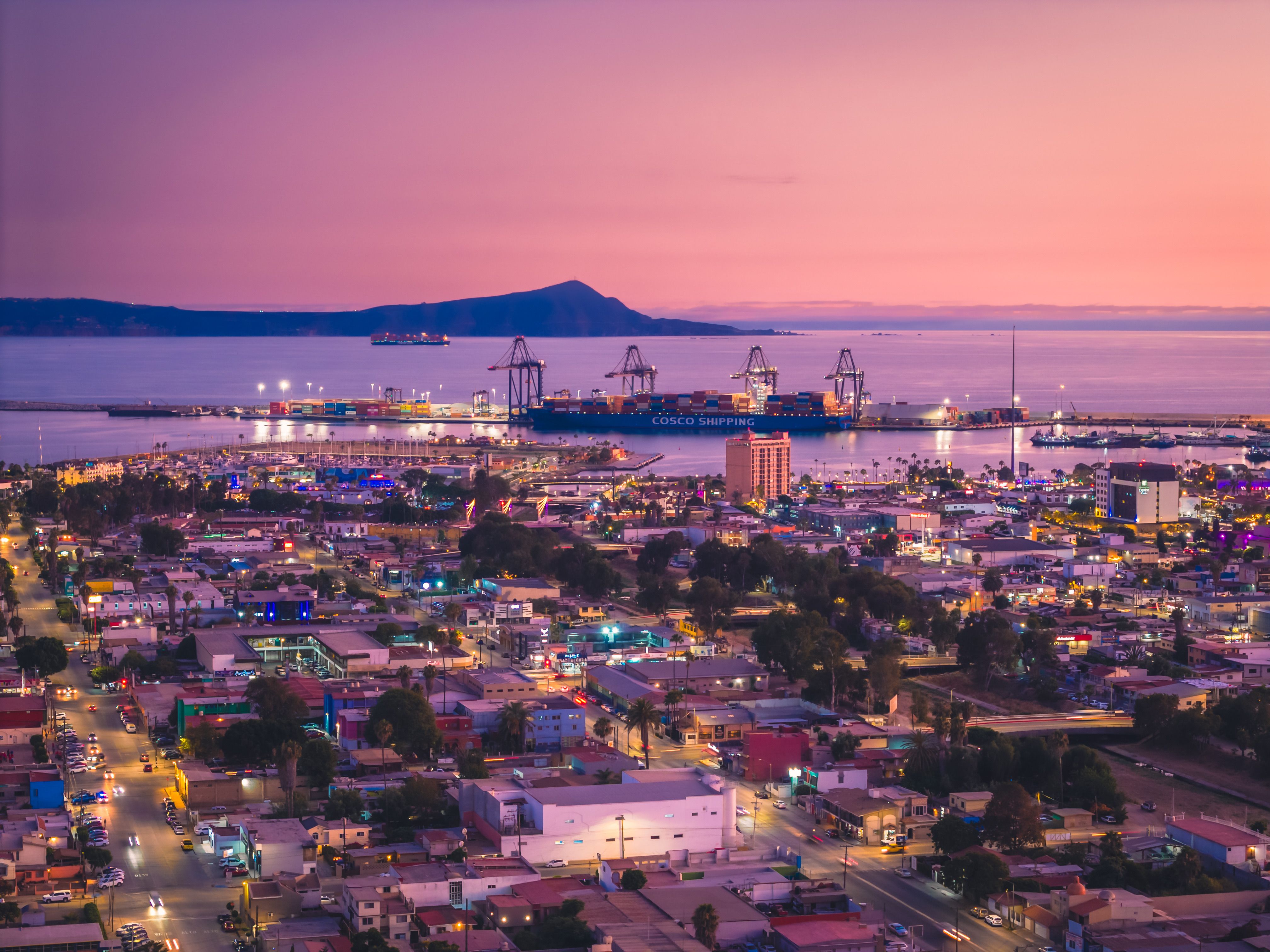 Ensenada Cityscape with Port at Twilight · Free Stock Photo