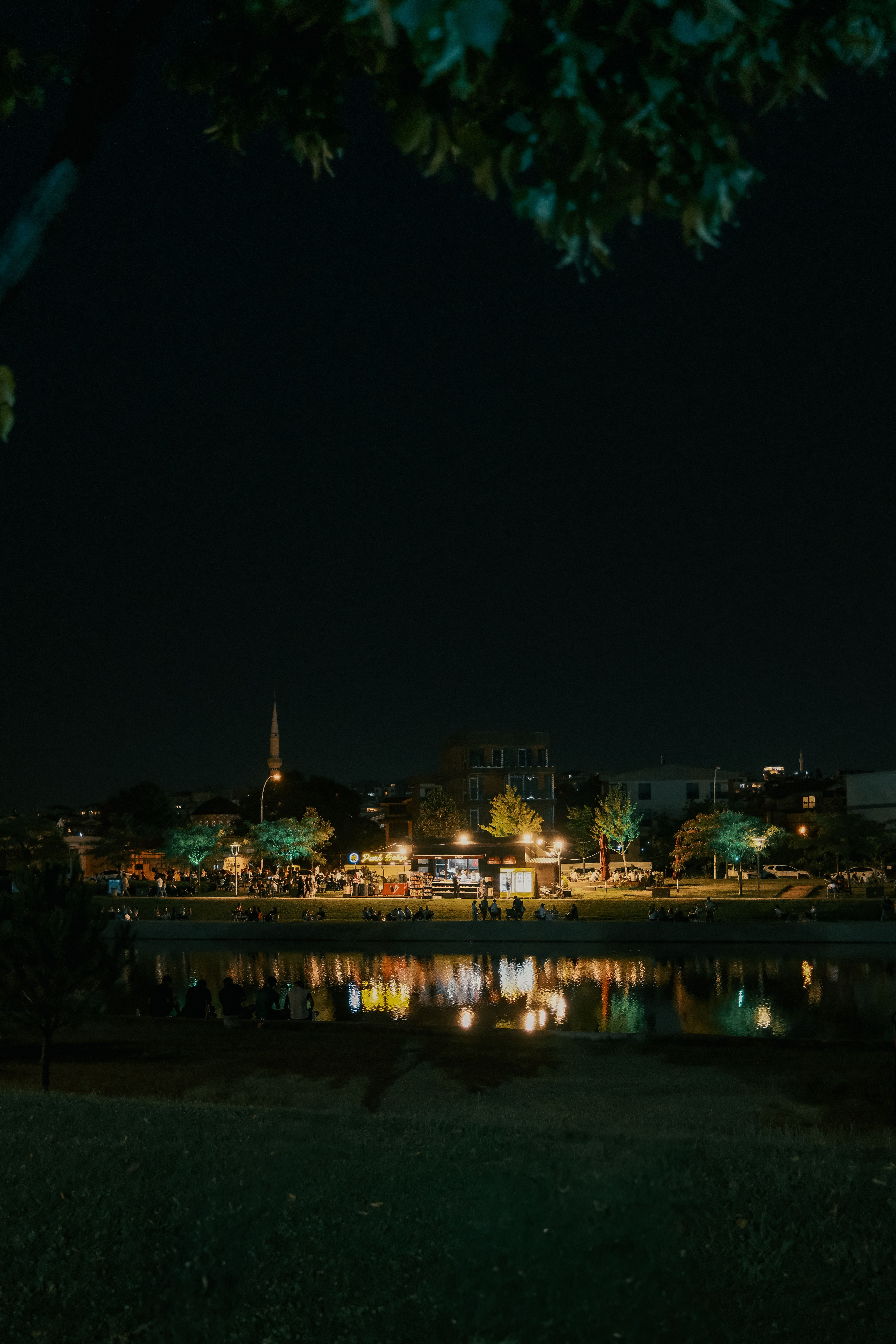 Nighttime Riverside View with City Lights Reflection · Free Stock Photo
