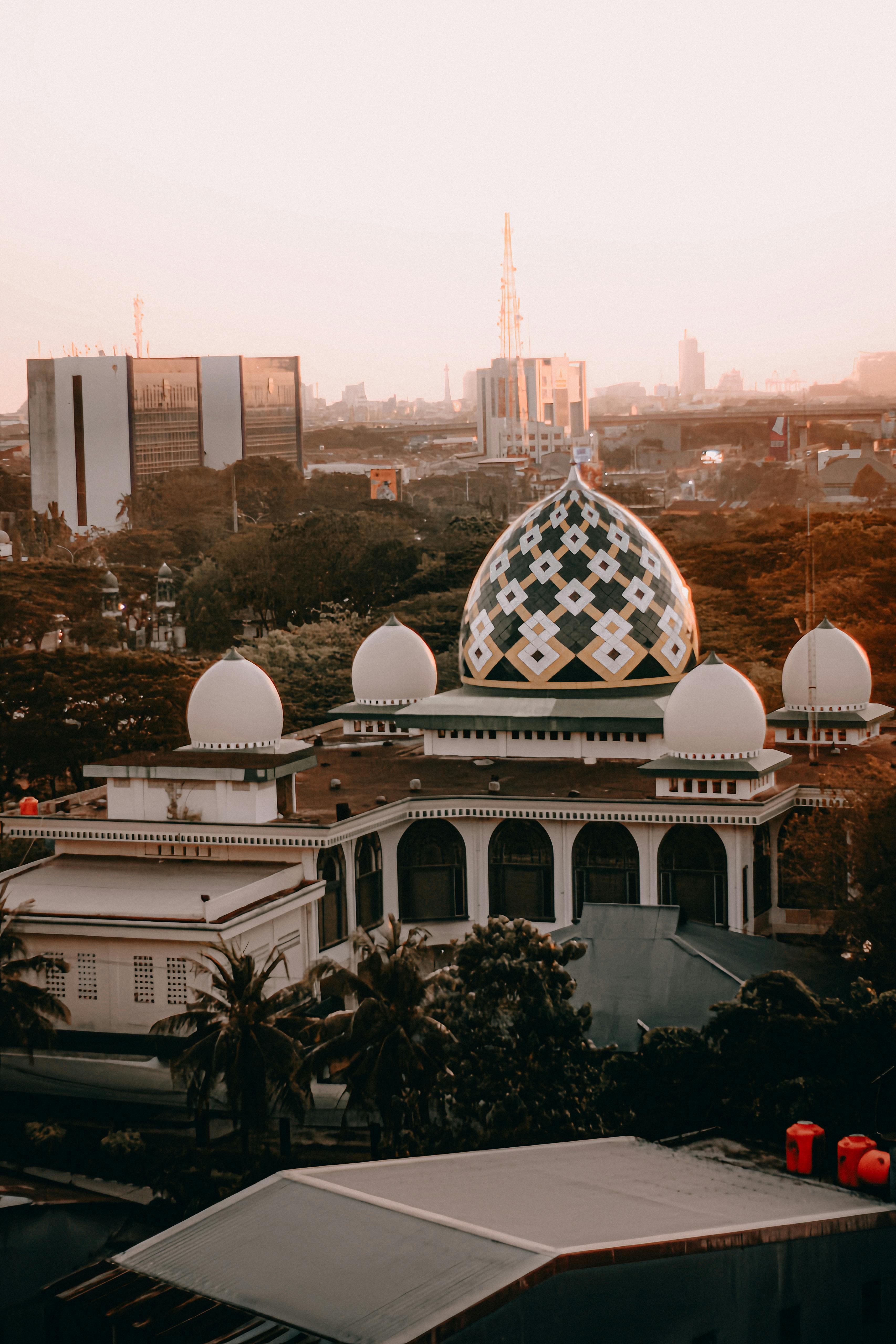Aerial View of Masjid Al Akbar Surabaya at Sunset · Free Stock Photo