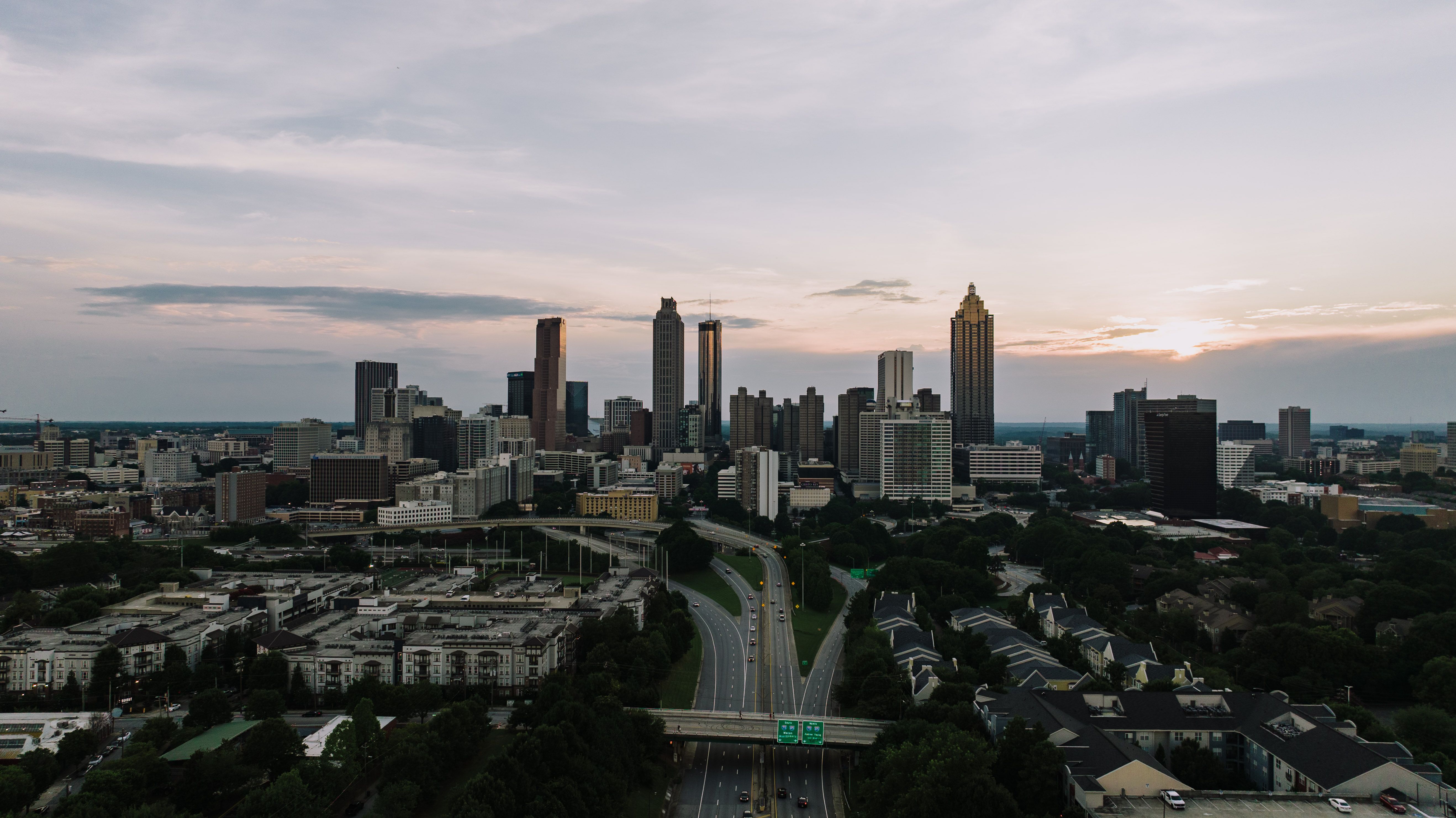 Aerial View of Atlanta Skyline at Dusk · Free Stock Photo