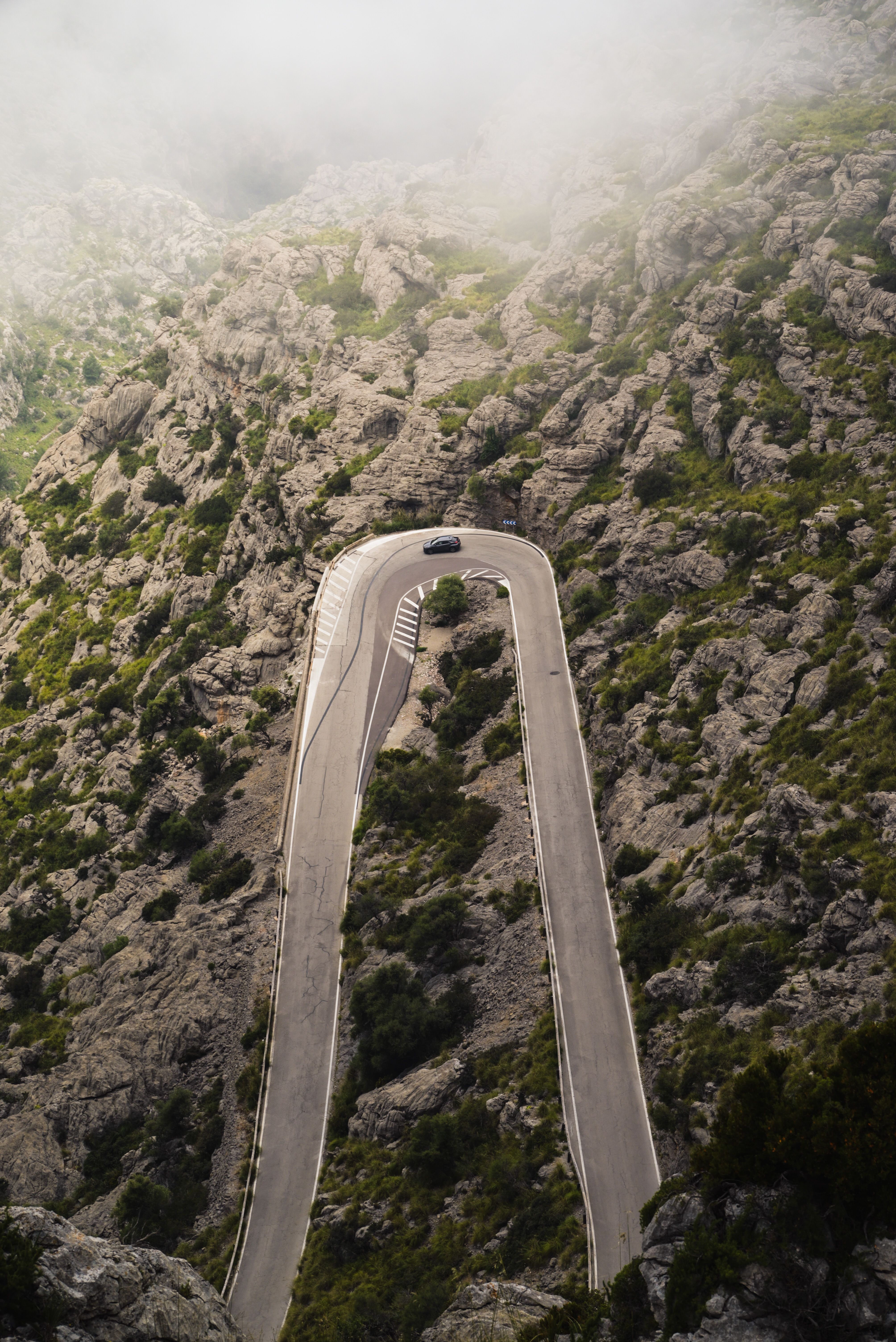 Aerial View of Winding Road in Balearic Mountains · Free Stock Photo