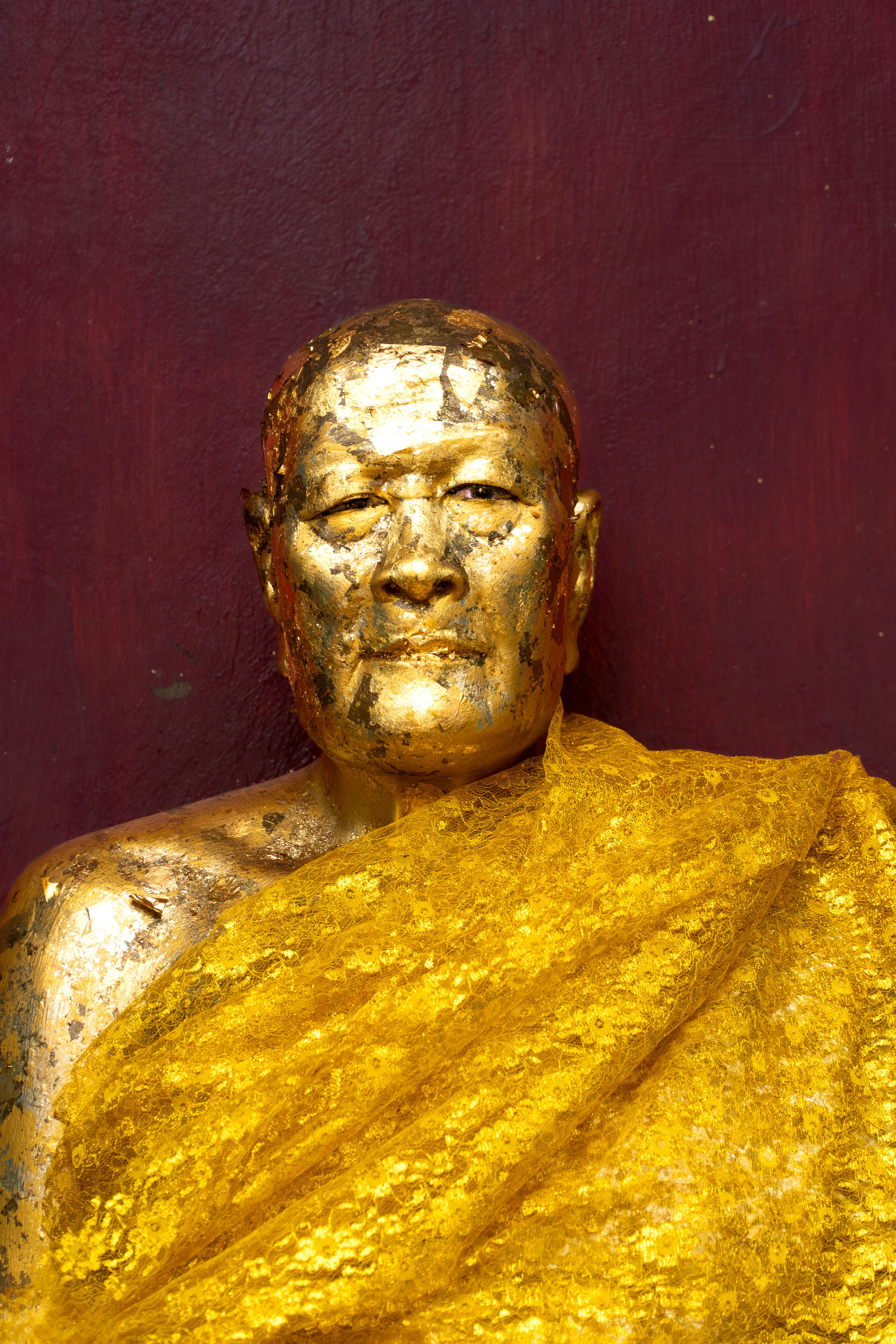 Golden Monk Statue in Thai Temple Interior · Free Stock Photo