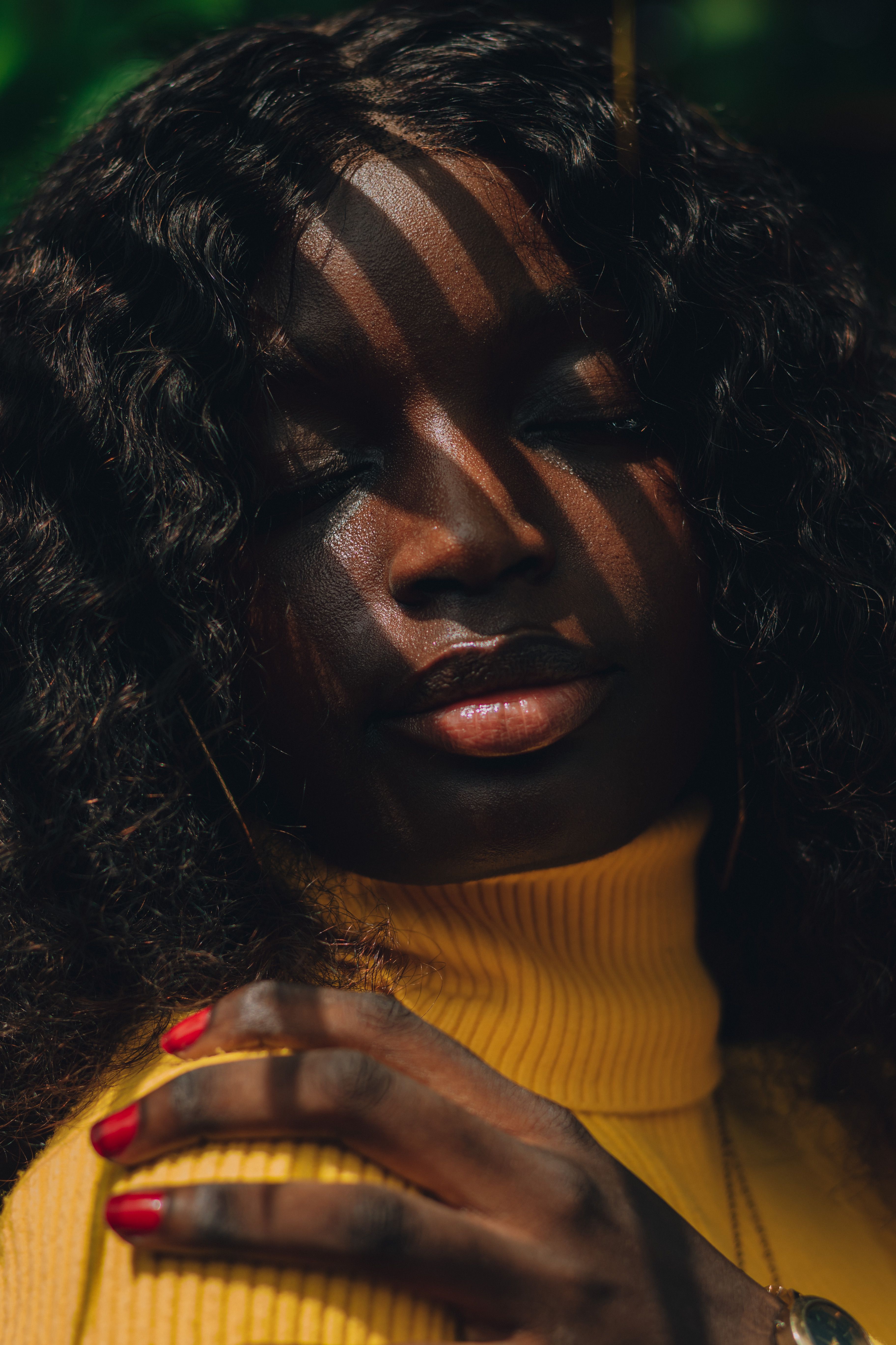 Warm Portrait with Sunlit Shadows on Face · Free Stock Photo