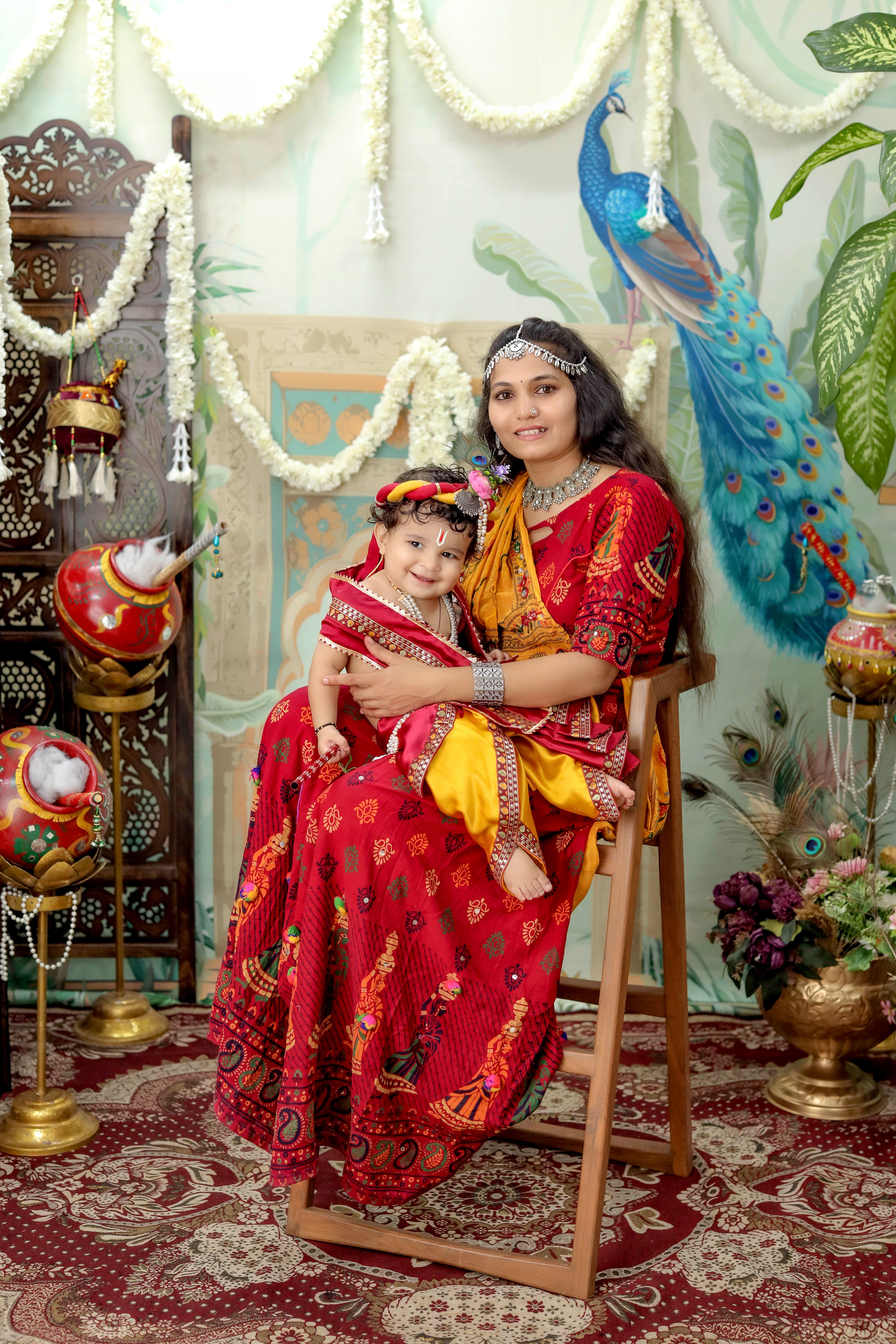 Mother and Child in Traditional Indian Attire · Free Stock Photo