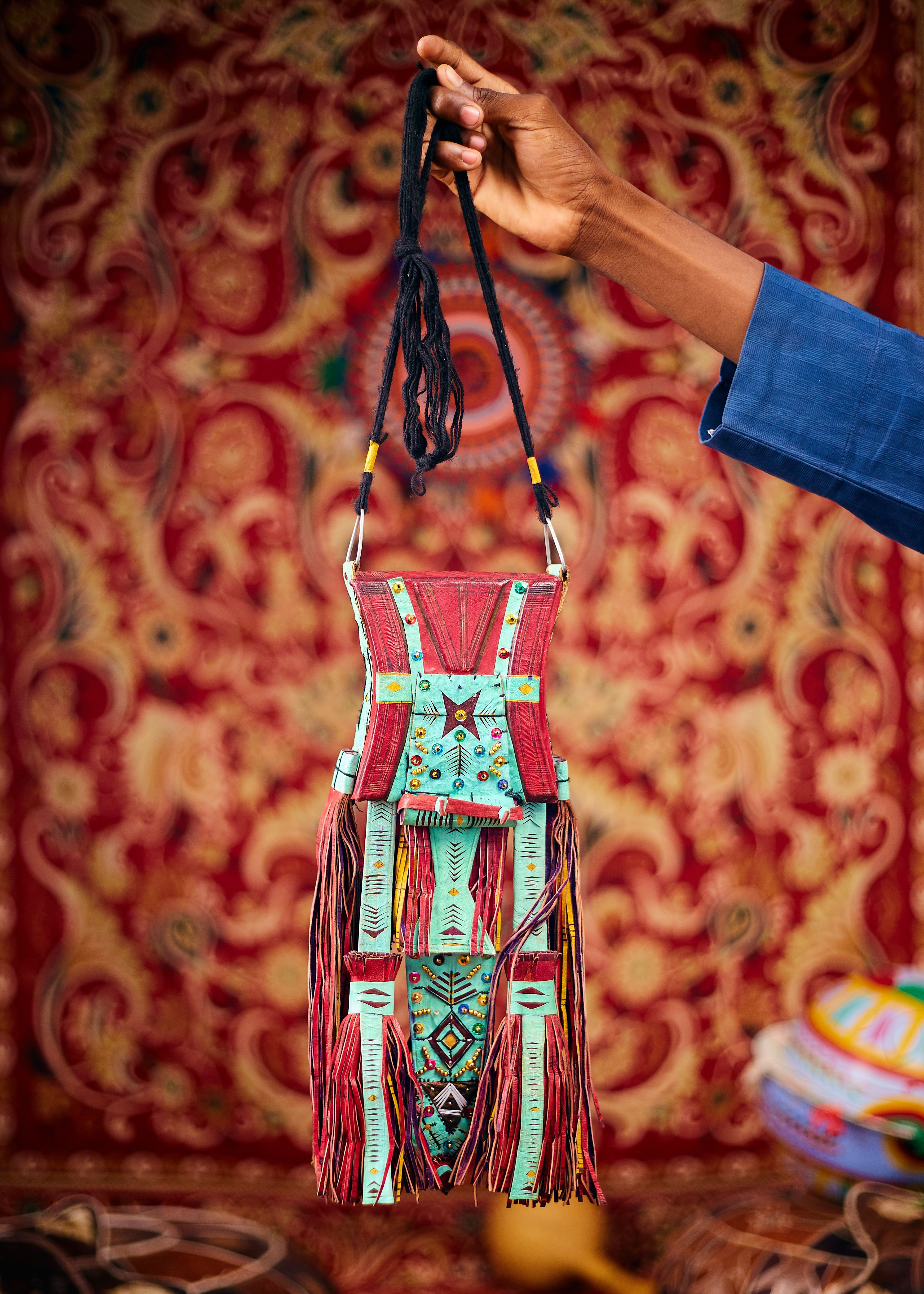 Traditional Moroccan Tribal Handbag with Beaded Design · Free Stock Photo