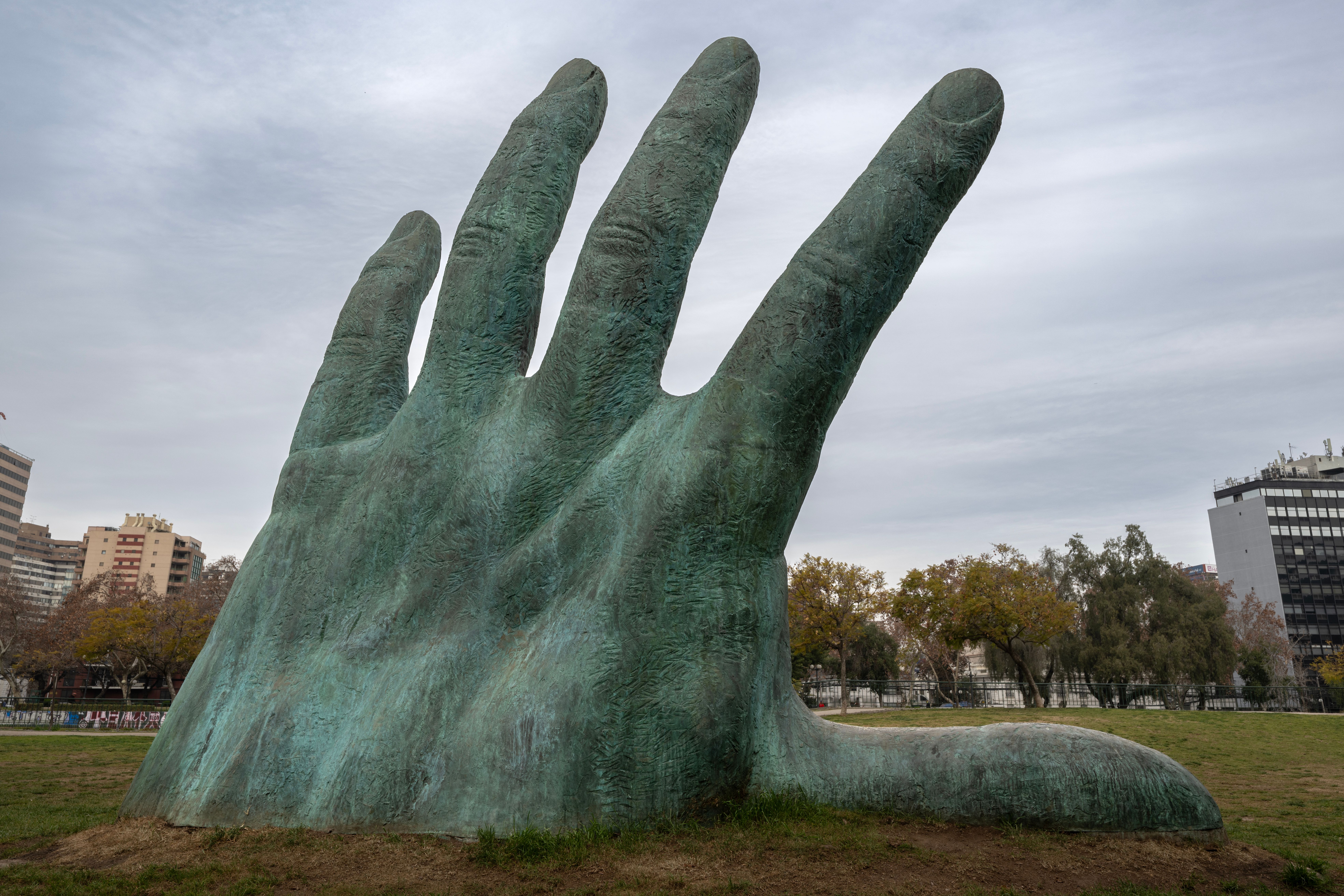 Giant Hand Sculpture in Santiago Urban Park · Free Stock Photo