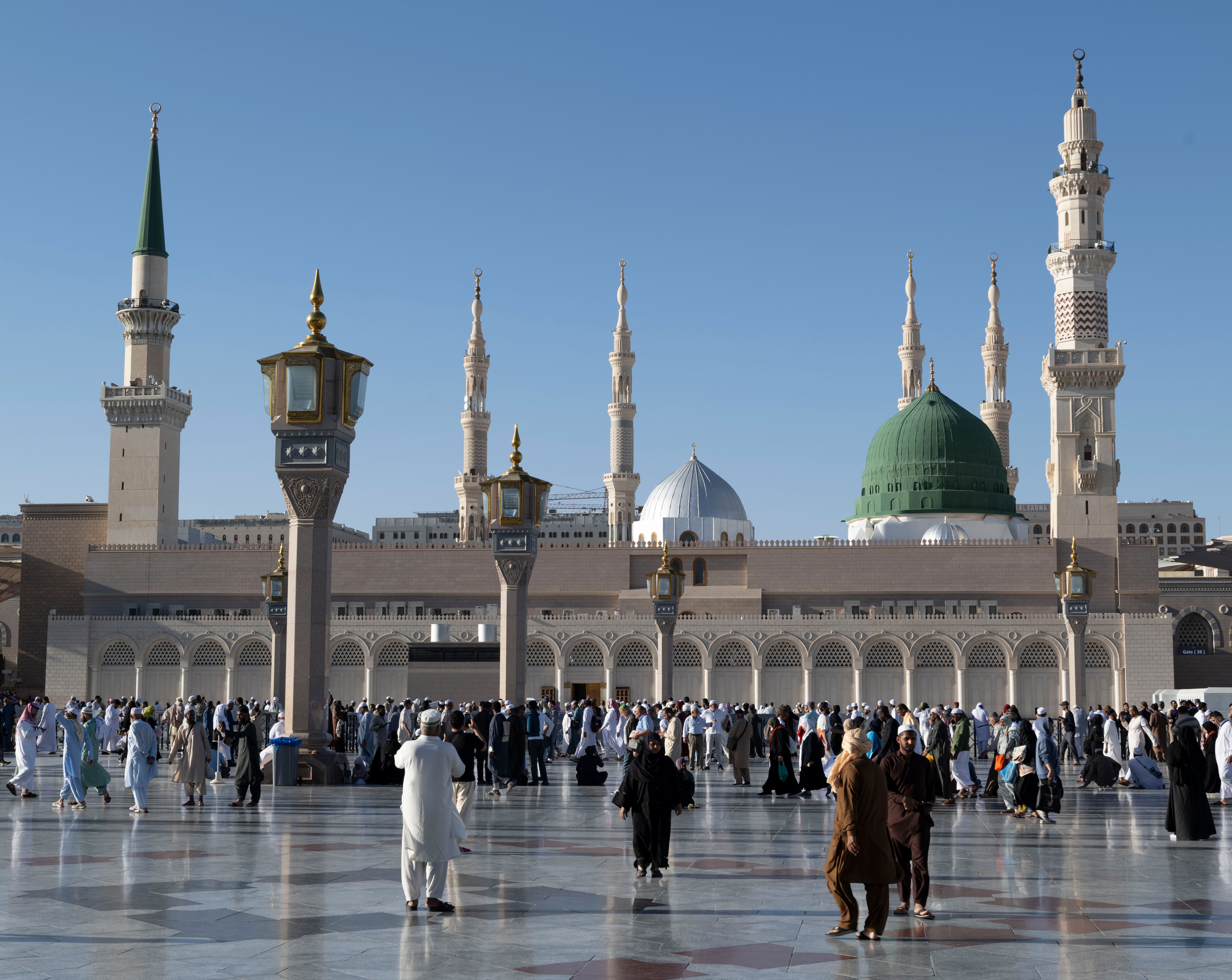 Pilgrims in Courtyard of Al-Masjid an-Nabawi in Medina · Free Stock Photo