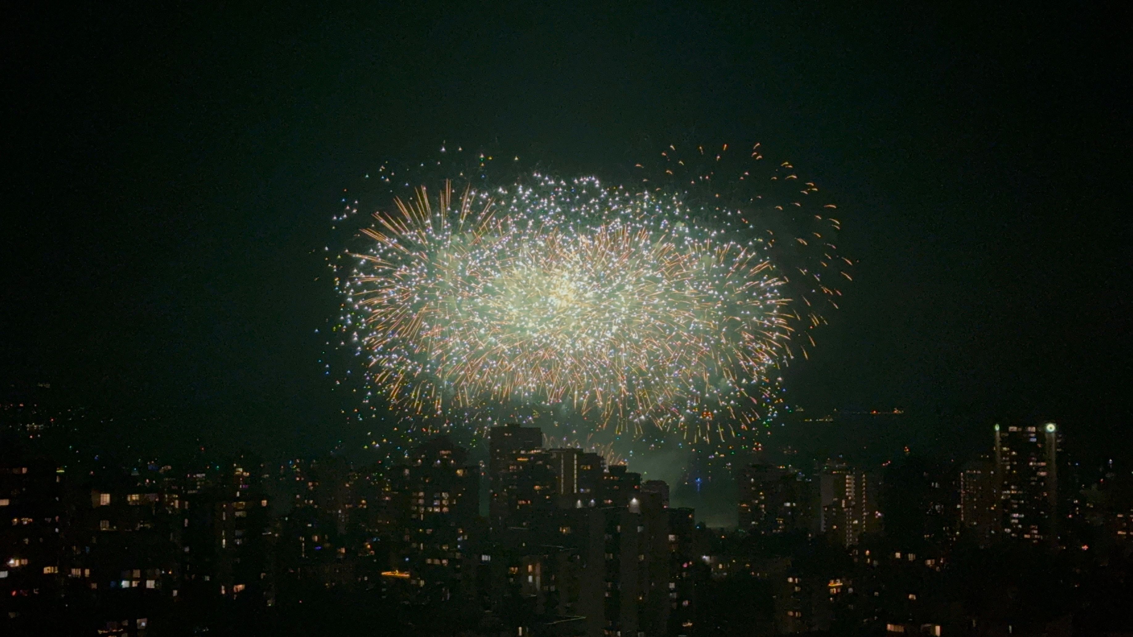 Vibrant Fireworks Over City Skyline at Night · Free Stock Photo
