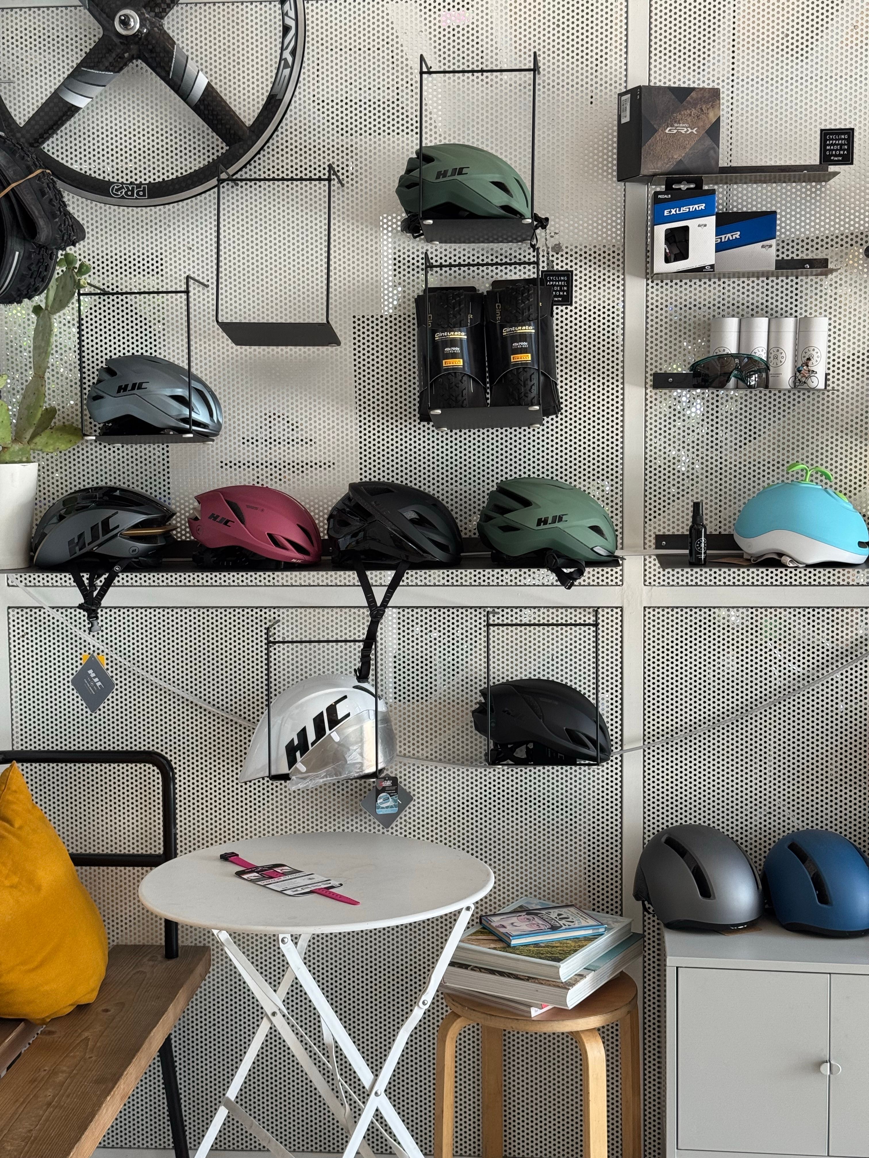 Colorful Bicycle Helmets Display in Modern Shop · Free Stock Photo