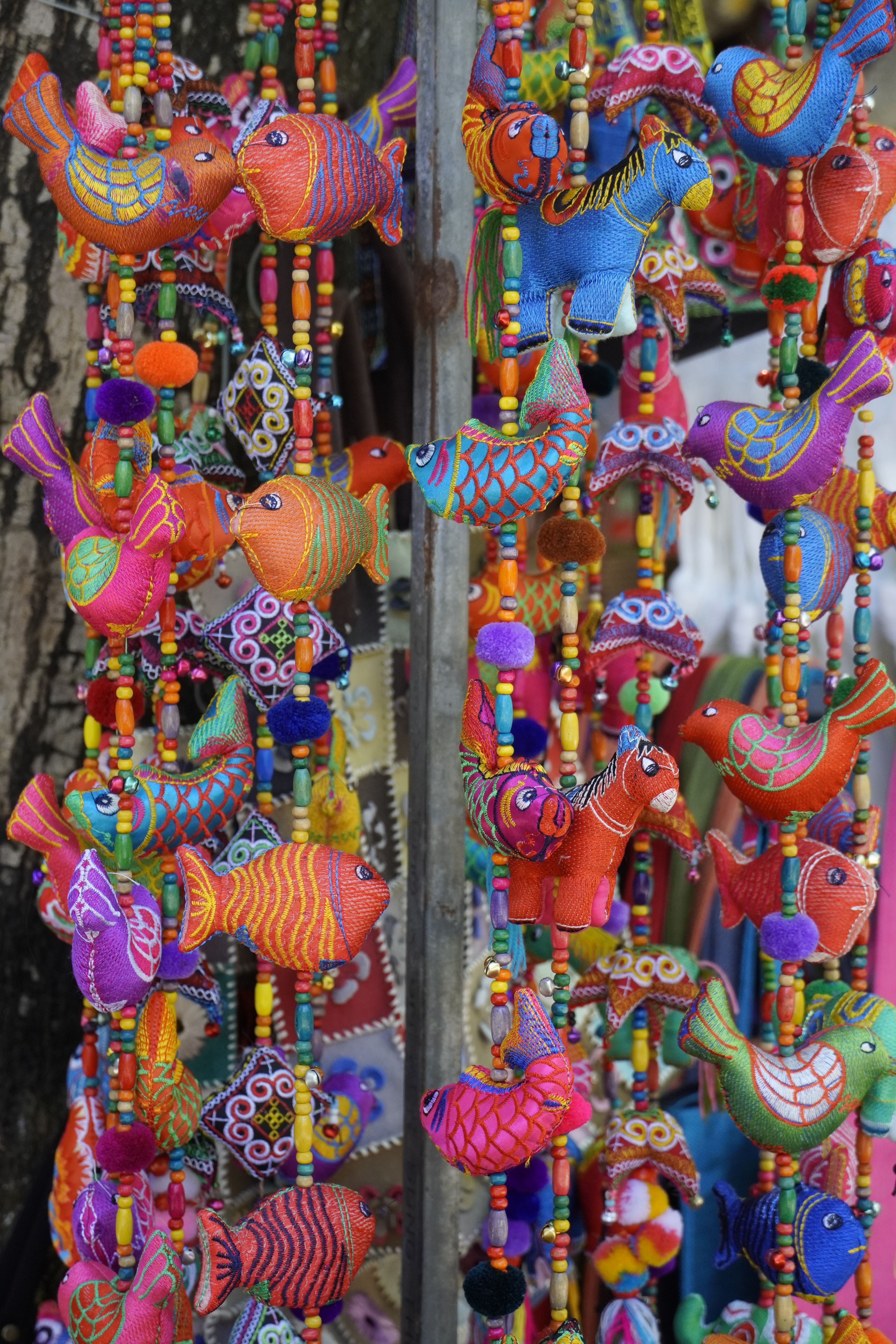 Colorful Handmade Indian Textile Crafts Display · Free Stock Photo
