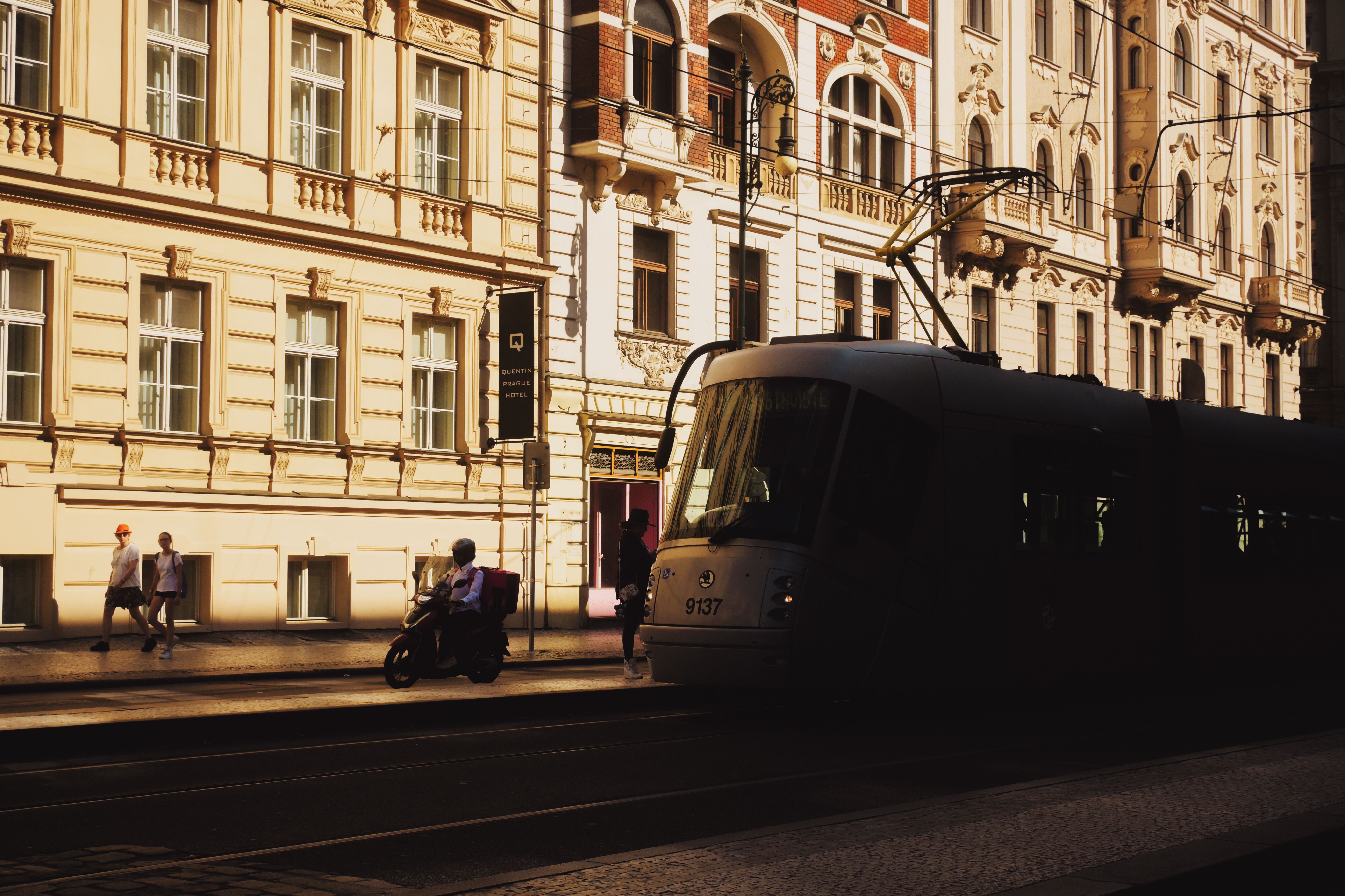 Elegant City Tram in Historic European Street · Free Stock Photo