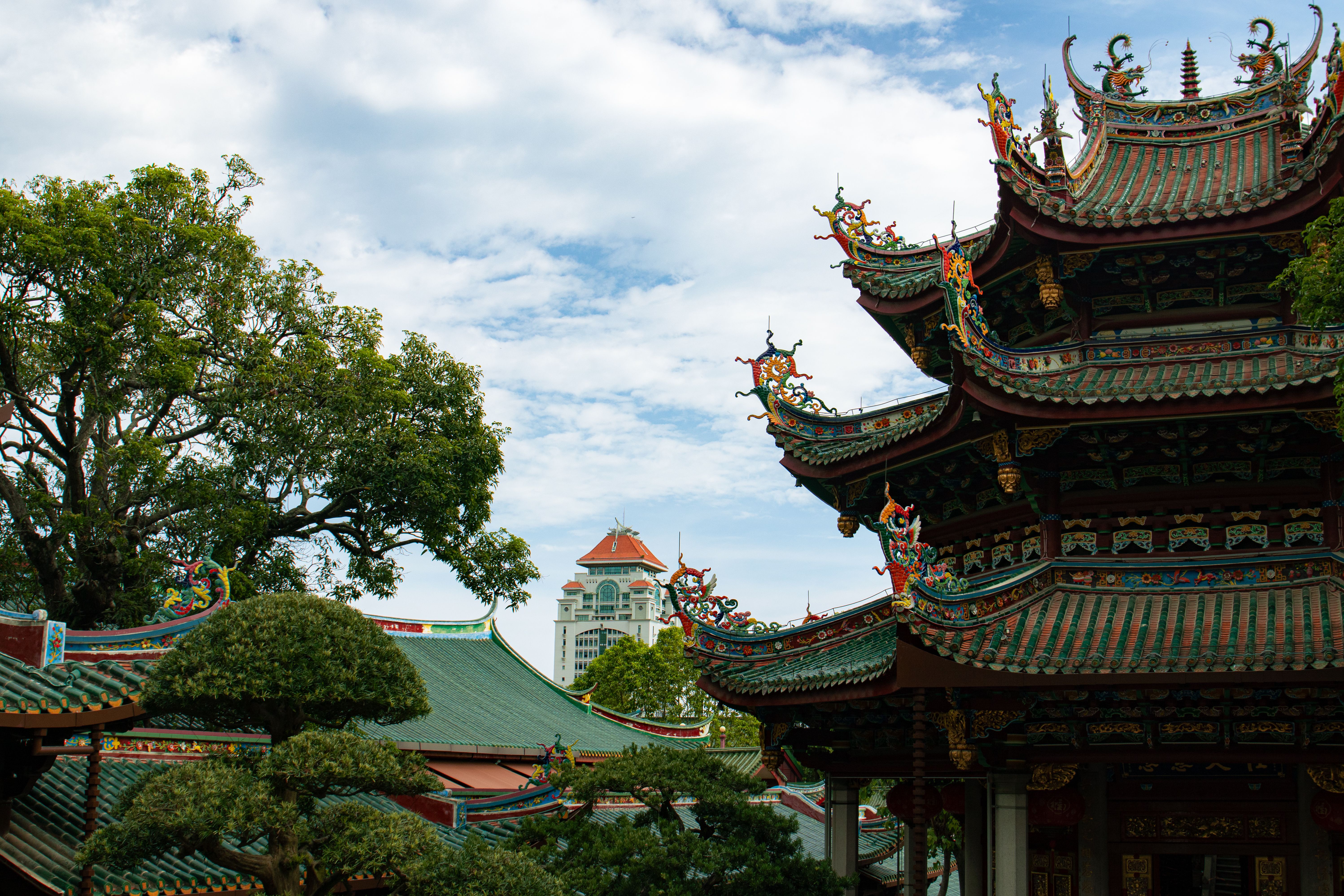 Traditional Asian Temple with Intricate Roof Design · Free Stock Photo