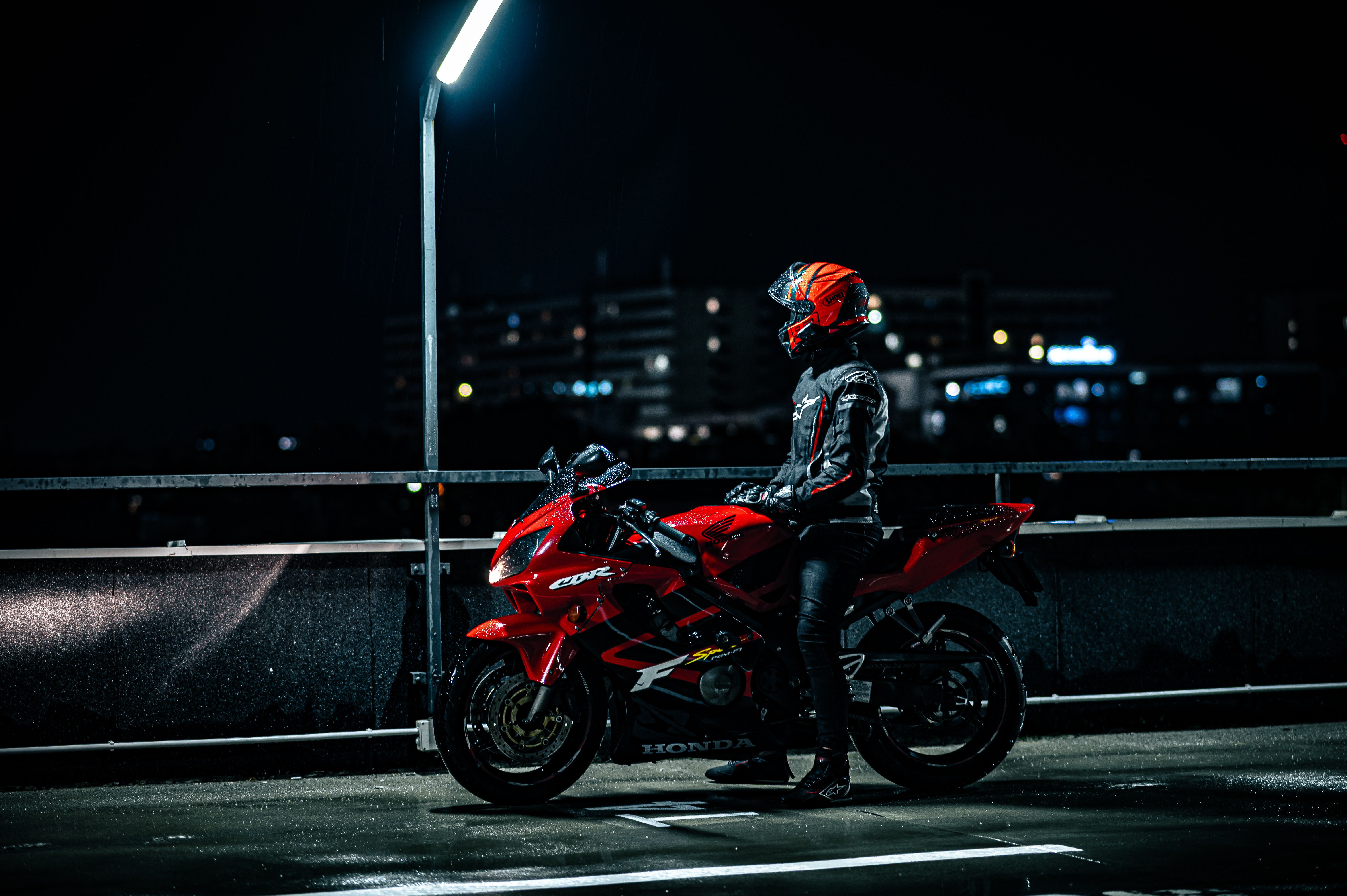 Nighttime Motorcycle Ride with Rider on Honda · Free Stock Photo