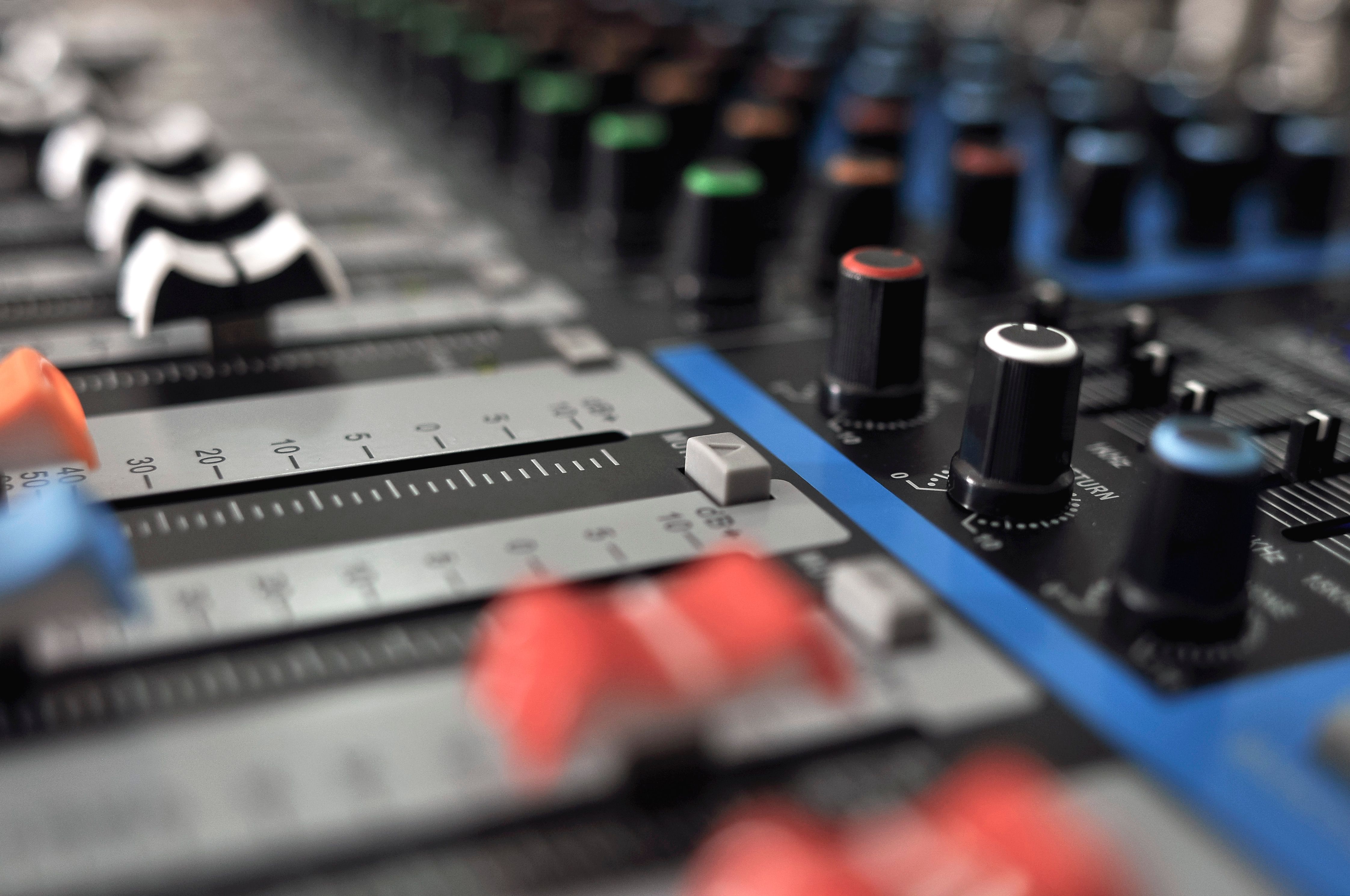 Close-up of Audio Mixer Soundboard · Free Stock Photo