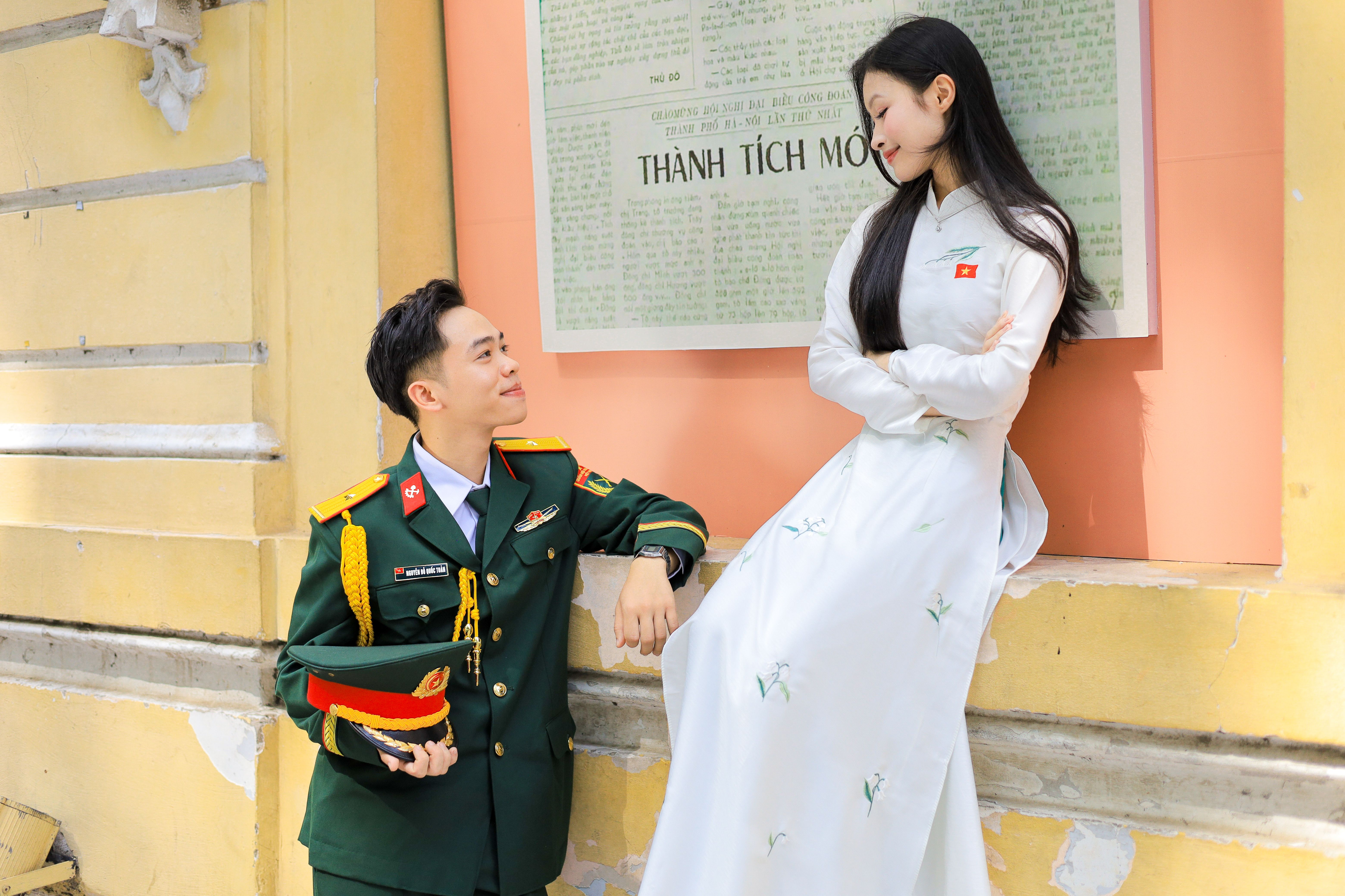 Vietnamese Student and Soldier in Traditional Attire · Free Stock Photo