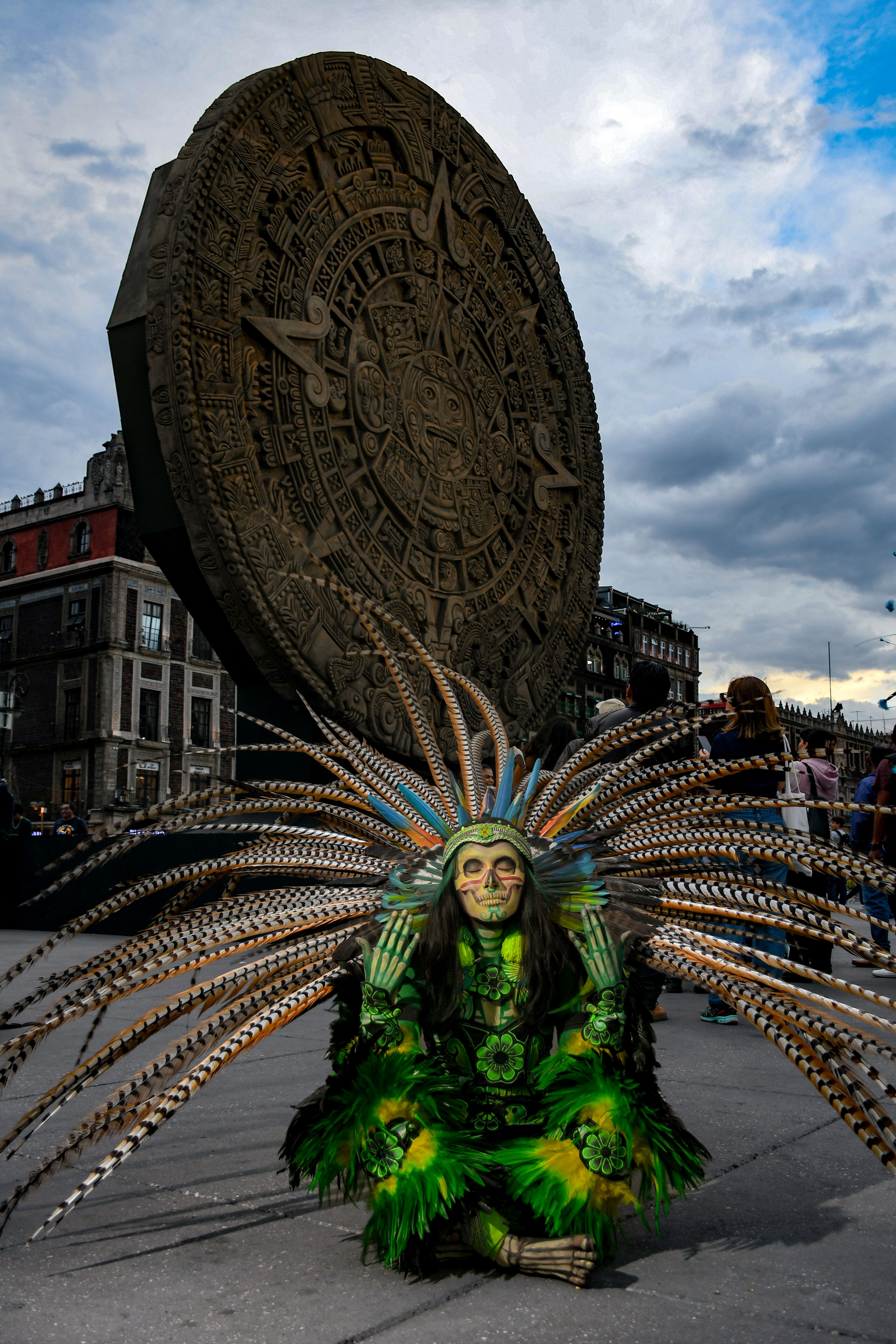 Aztec Dancer by Stone Sun Calendar in Mexico City · Free Stock Photo
