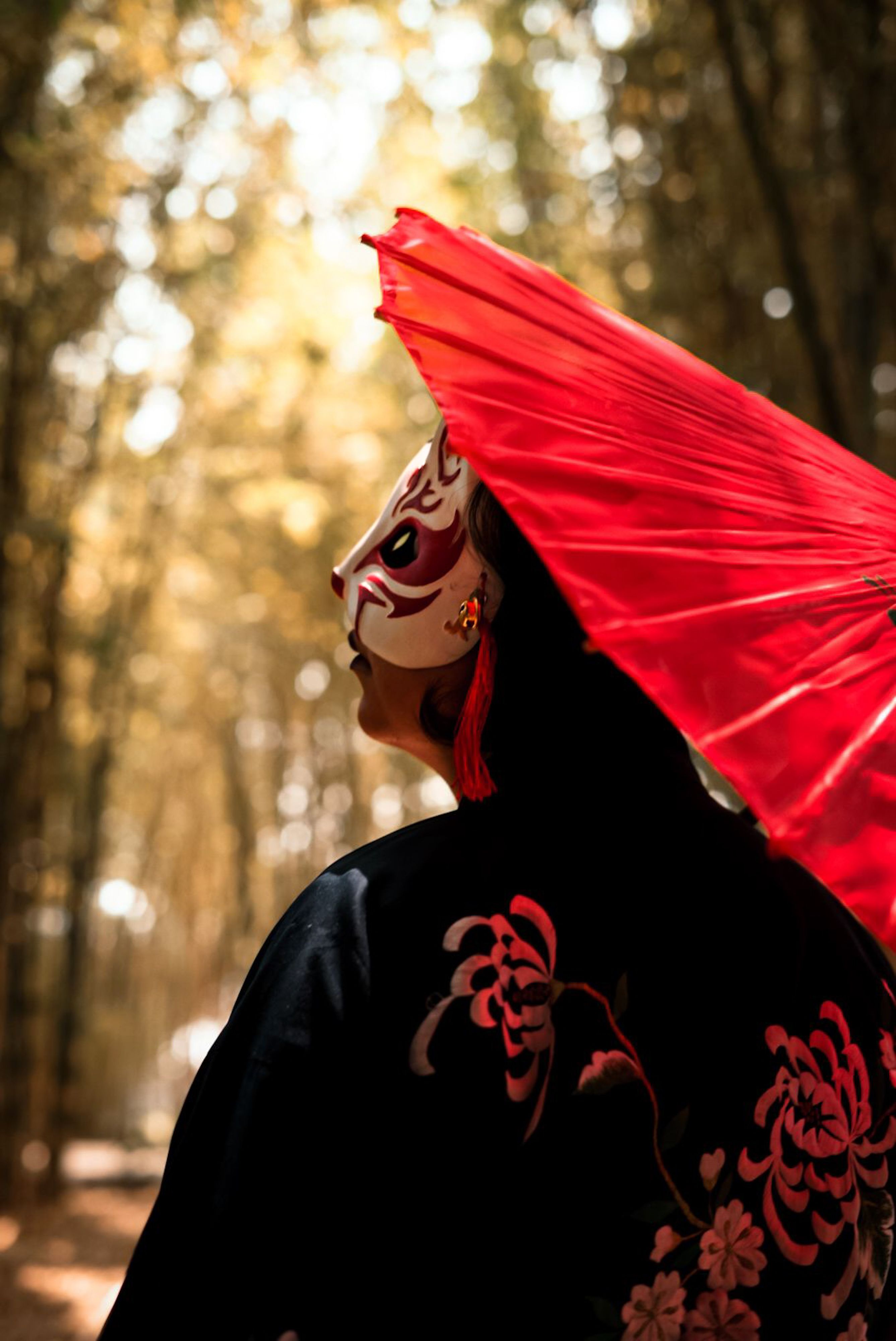 Mystical Masked Figure in Bamboo Forest · Free Stock Photo
