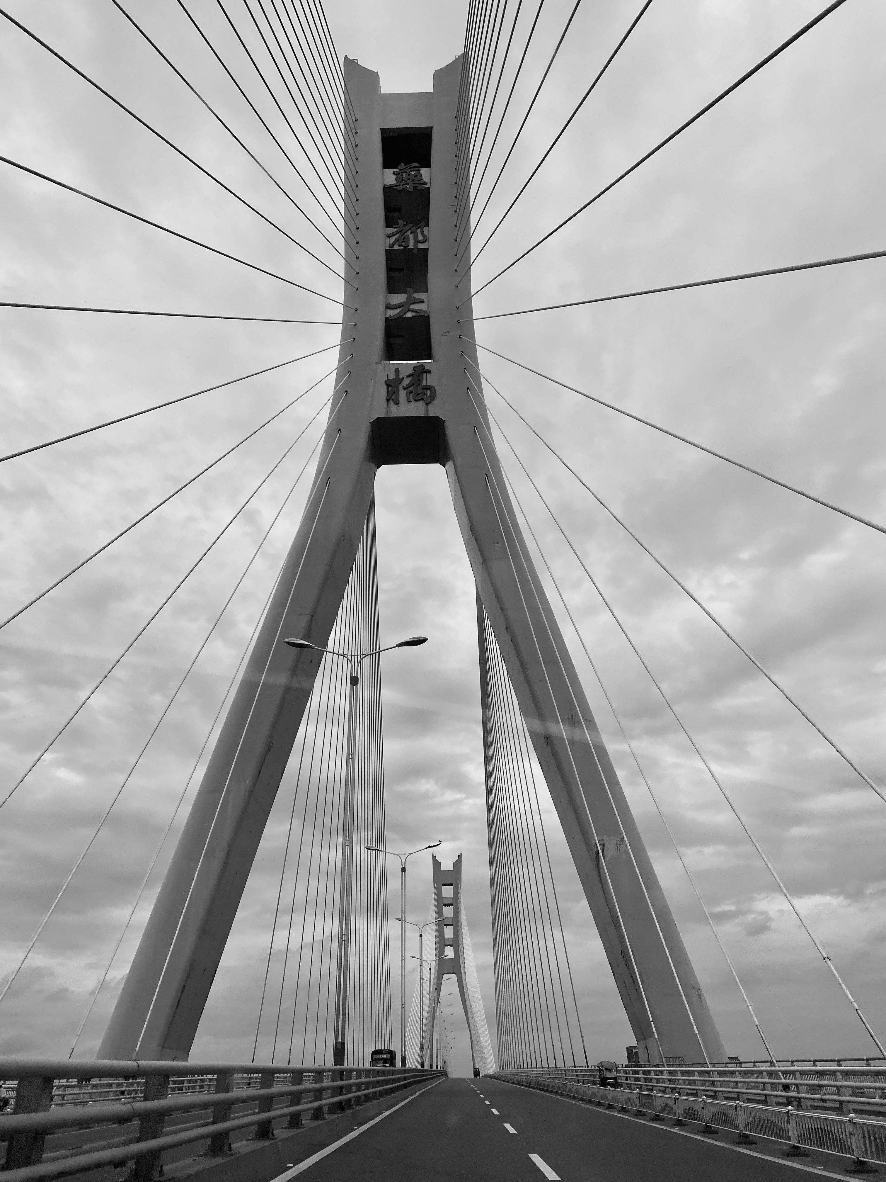 Monochrome Perspective of Suspension Bridge · Free Stock Photo